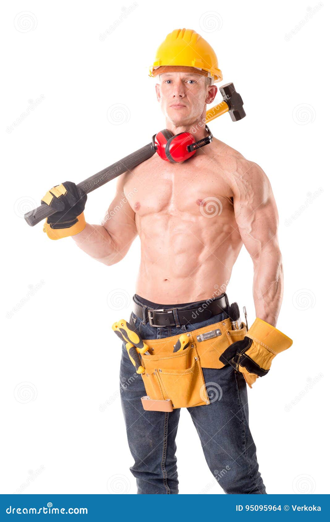 Fit muscular man posing stock photo. Image of brick, ethnicity - 95095964