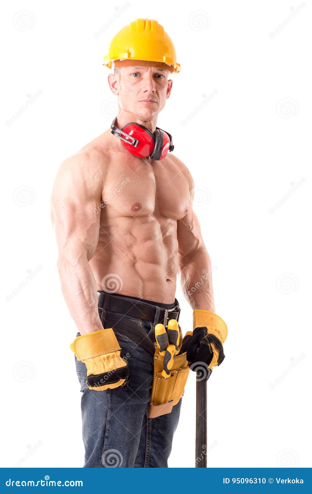 Fit muscular man posing stock photo. Image of power, jeans - 95096310