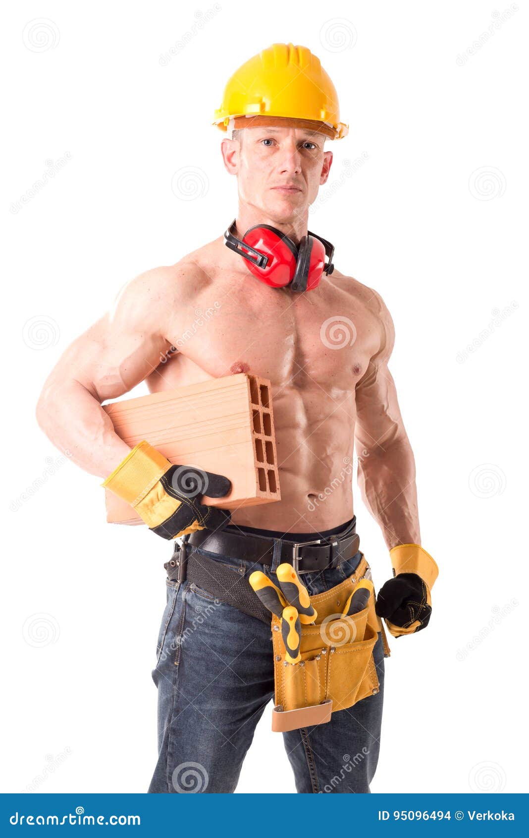 Fit muscular man posing stock photo. Image of building - 95096494
