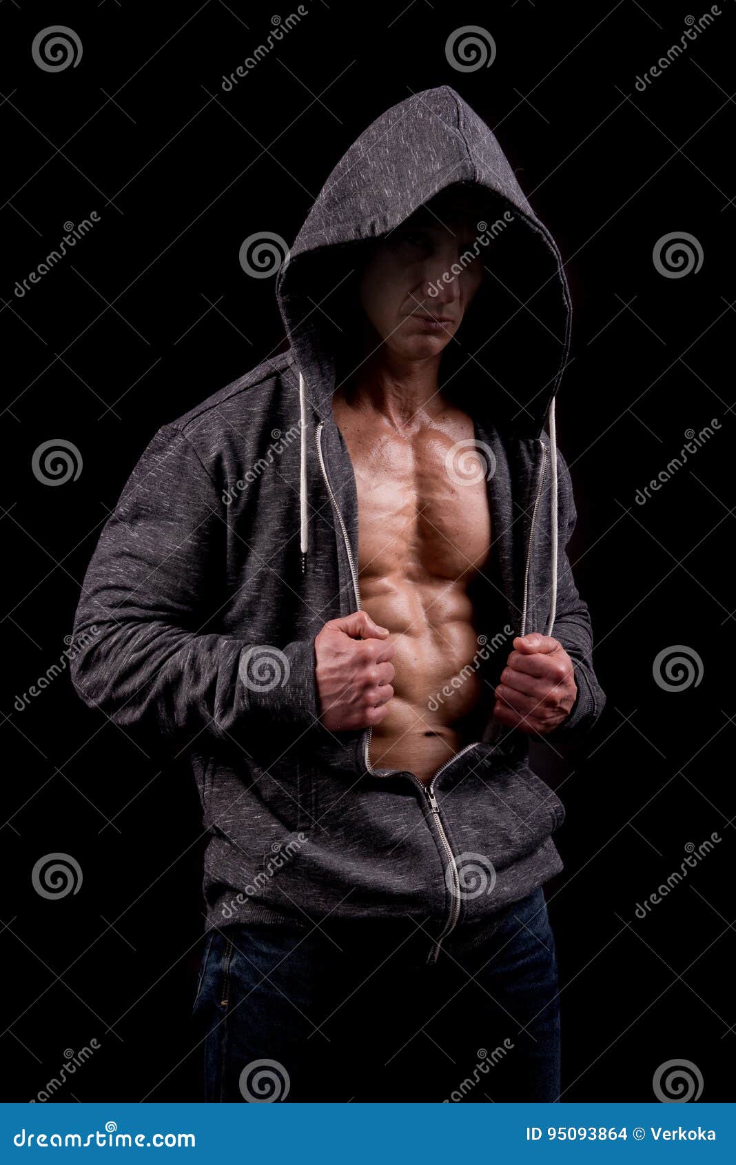 Fit muscular man posing stock photo. Image of male, bare - 95093864