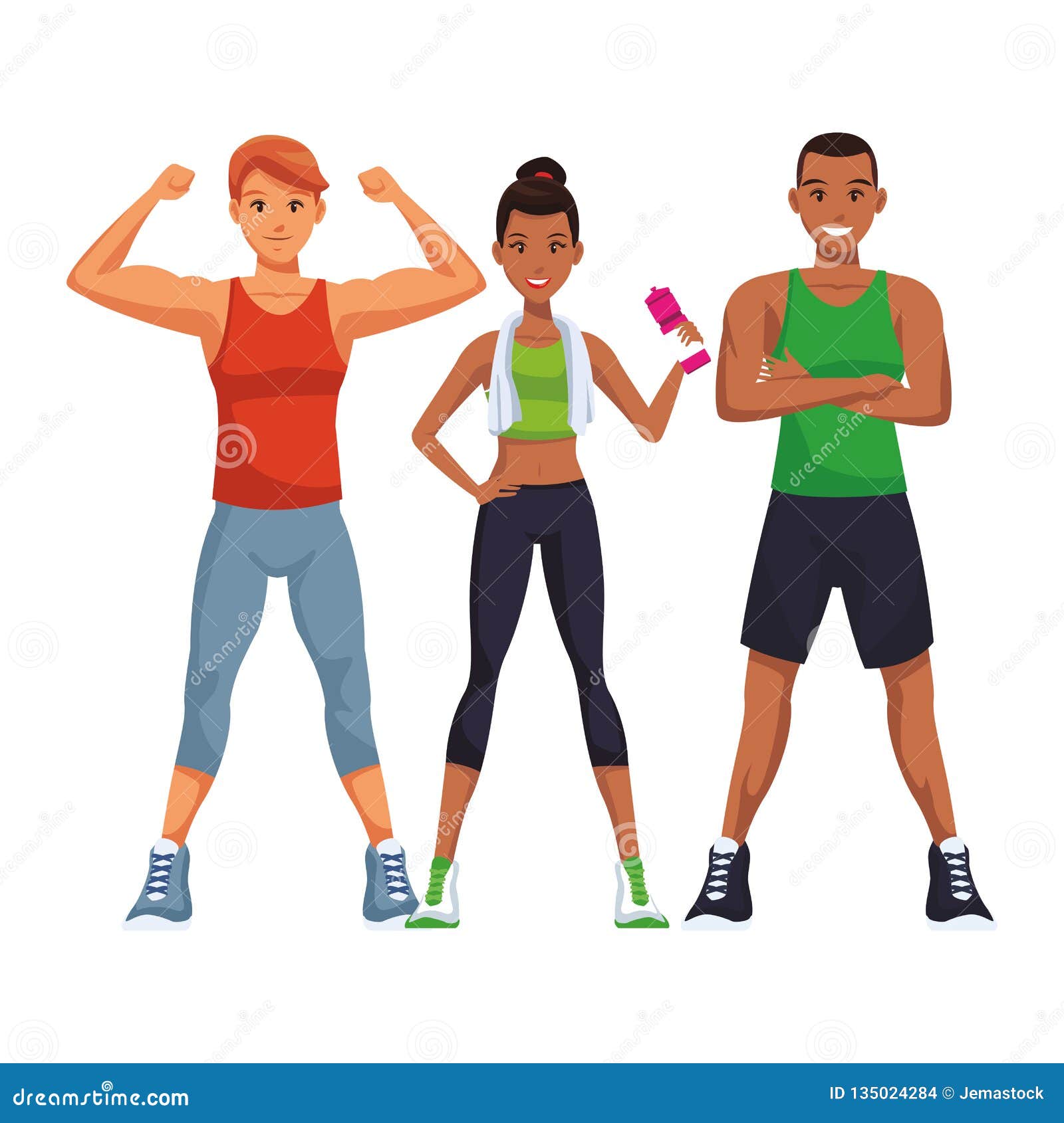 Fit people doing exercise stock vector. Illustration of fitness - 135024284