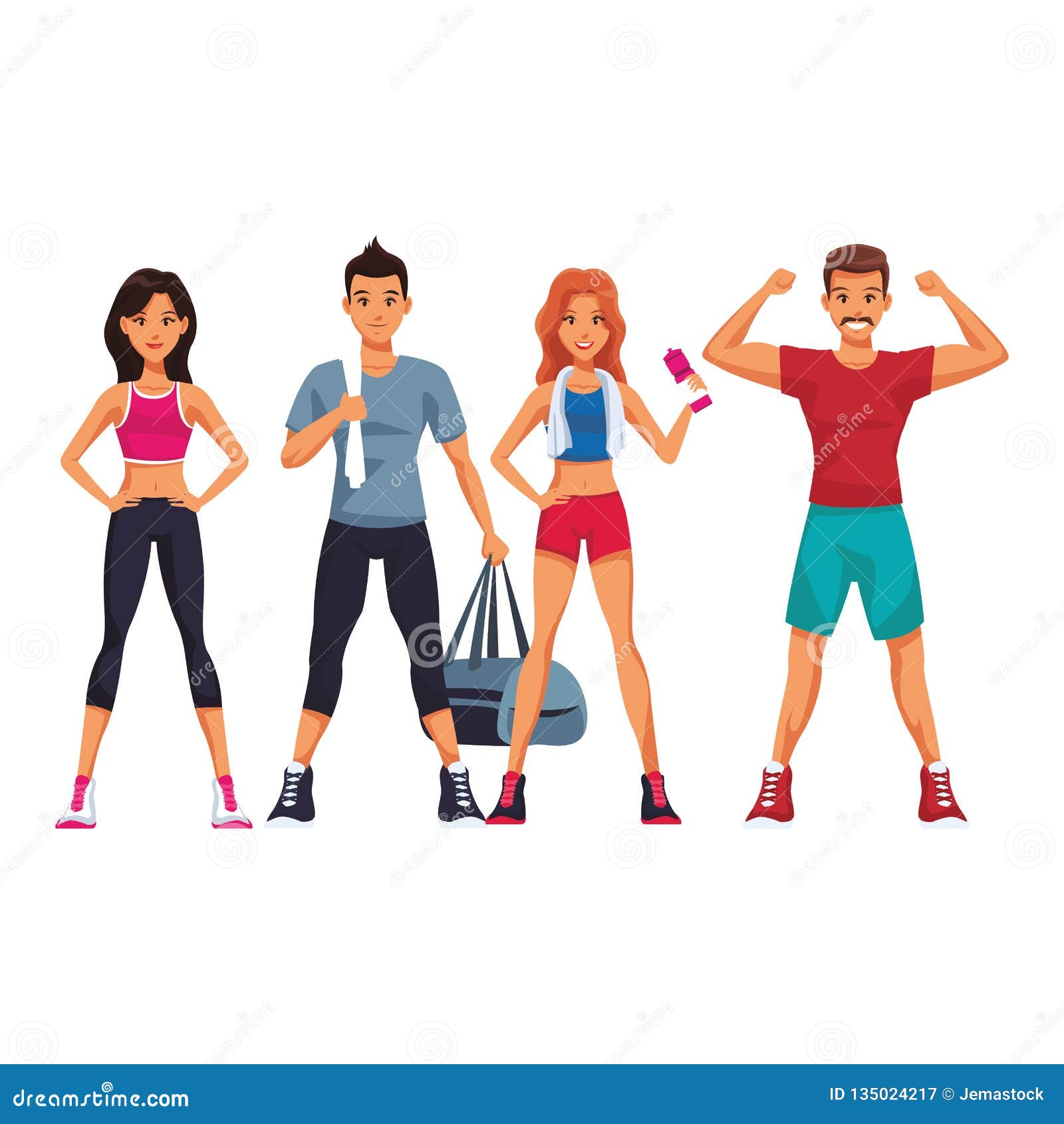 Fit people doing exercise stock vector. Illustration of muscular ...