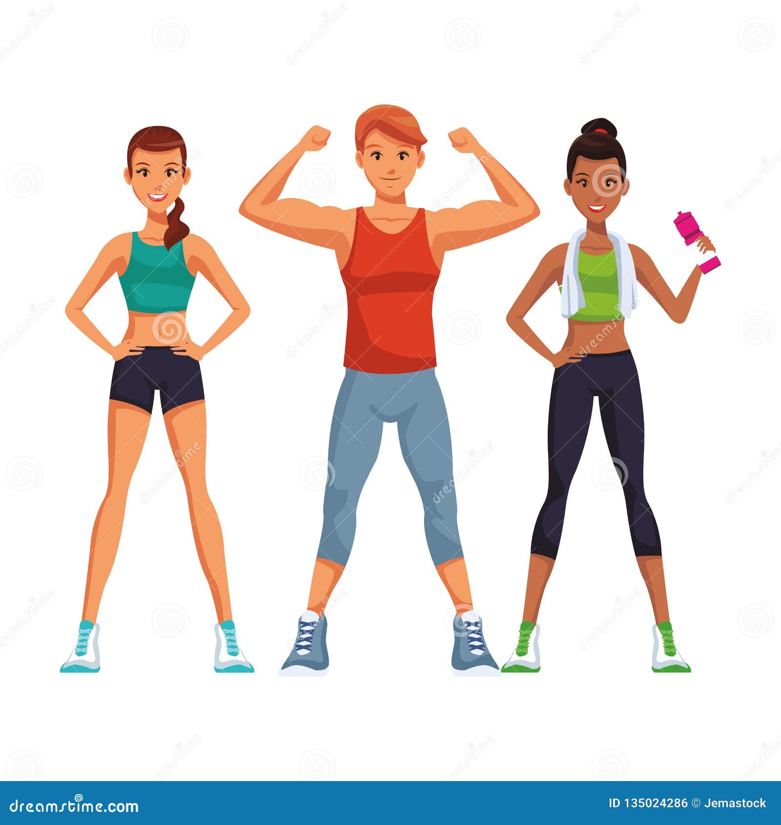 Fit people doing exercise stock vector. Illustration of physical ...