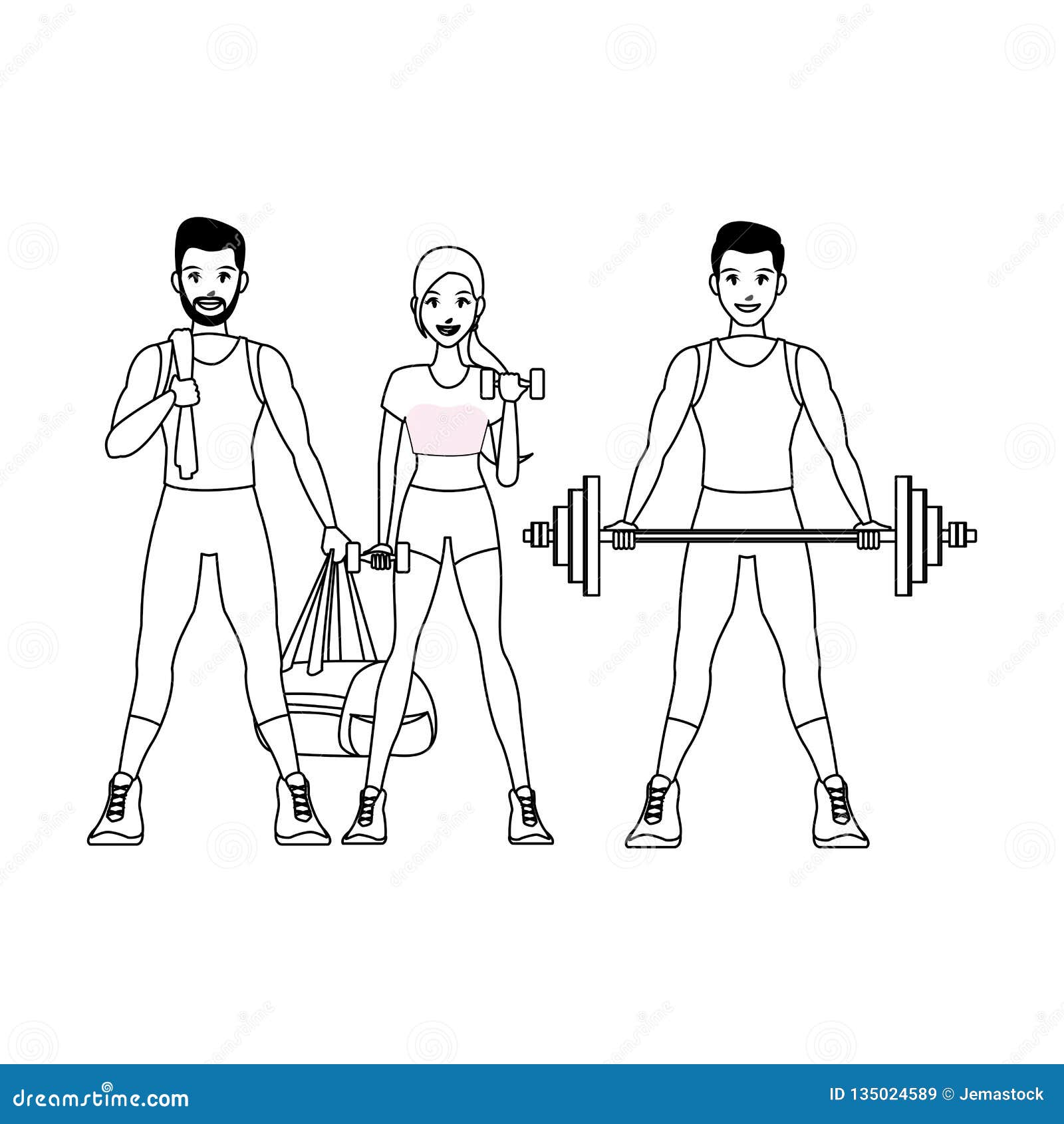 Fit people doing exercise stock vector. Illustration of dumbbell ...