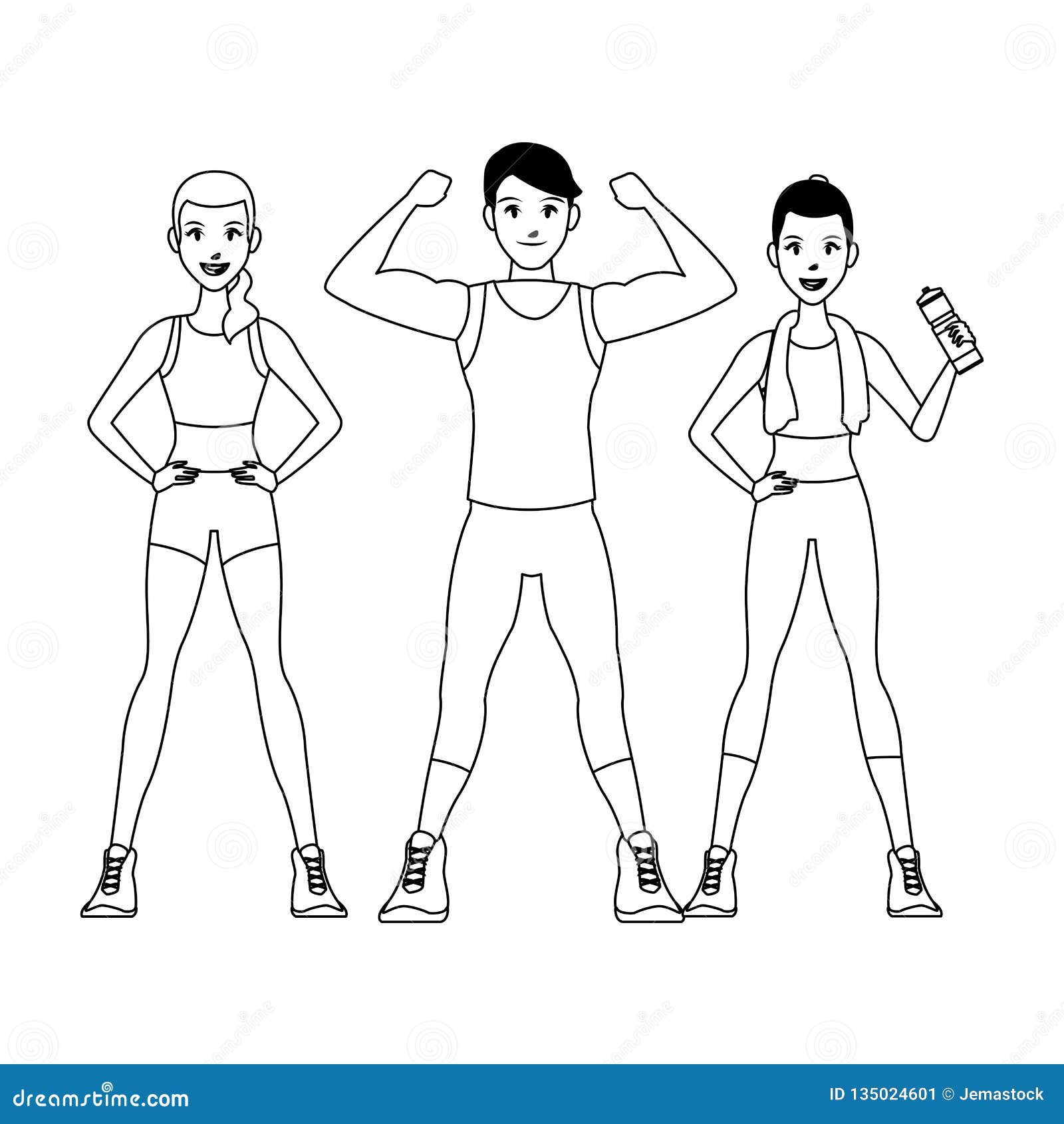 Fit people doing exercise stock vector. Illustration of practice ...