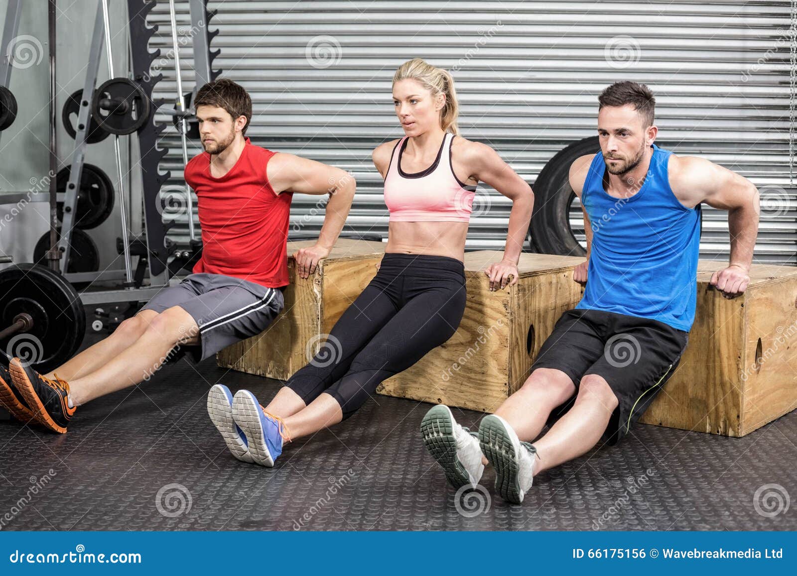 Fit People Doing Exercises with Box Stock Photo - Image of bodybuilding ...
