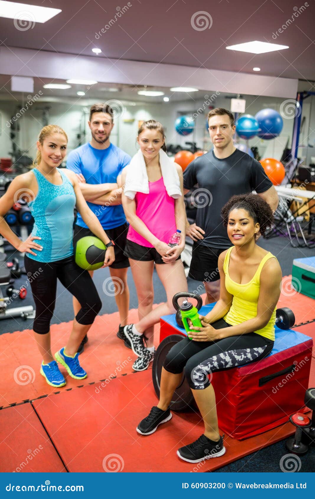 Fit People Smiling at Camera in Weights Room Stock Photo - Image of ...
