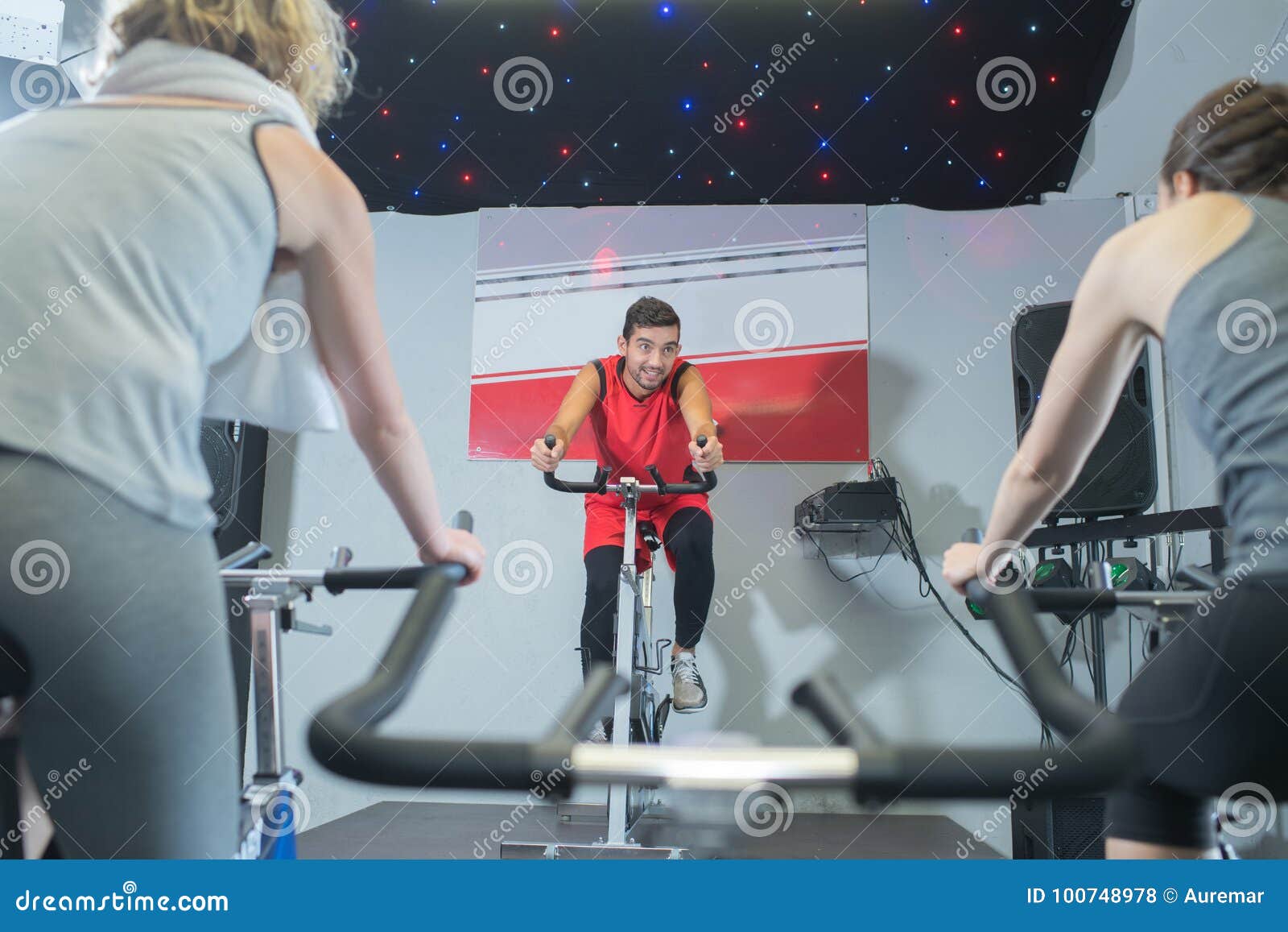 Fit People in Spin Class at Gym Stock Photo - Image of class, smiling ...