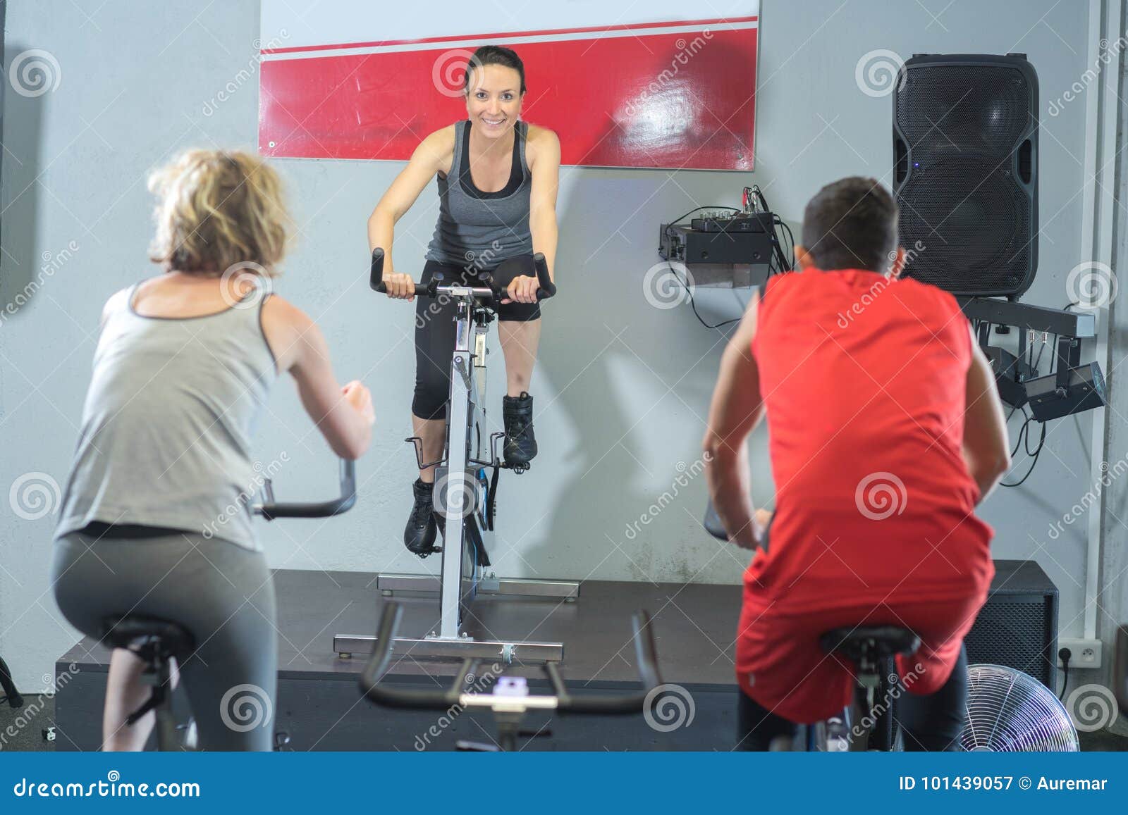 Fit People in Spin Class at Gym Stock Image - Image of club, sport ...