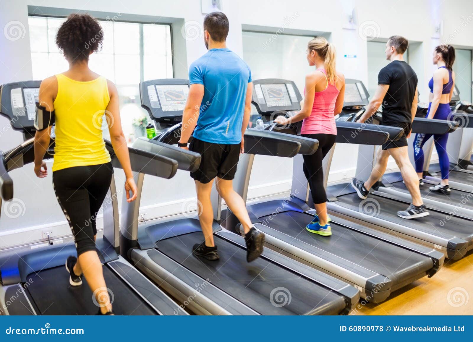 Fit People Walking on Treadmills Stock Photo - Image of club, activity ...