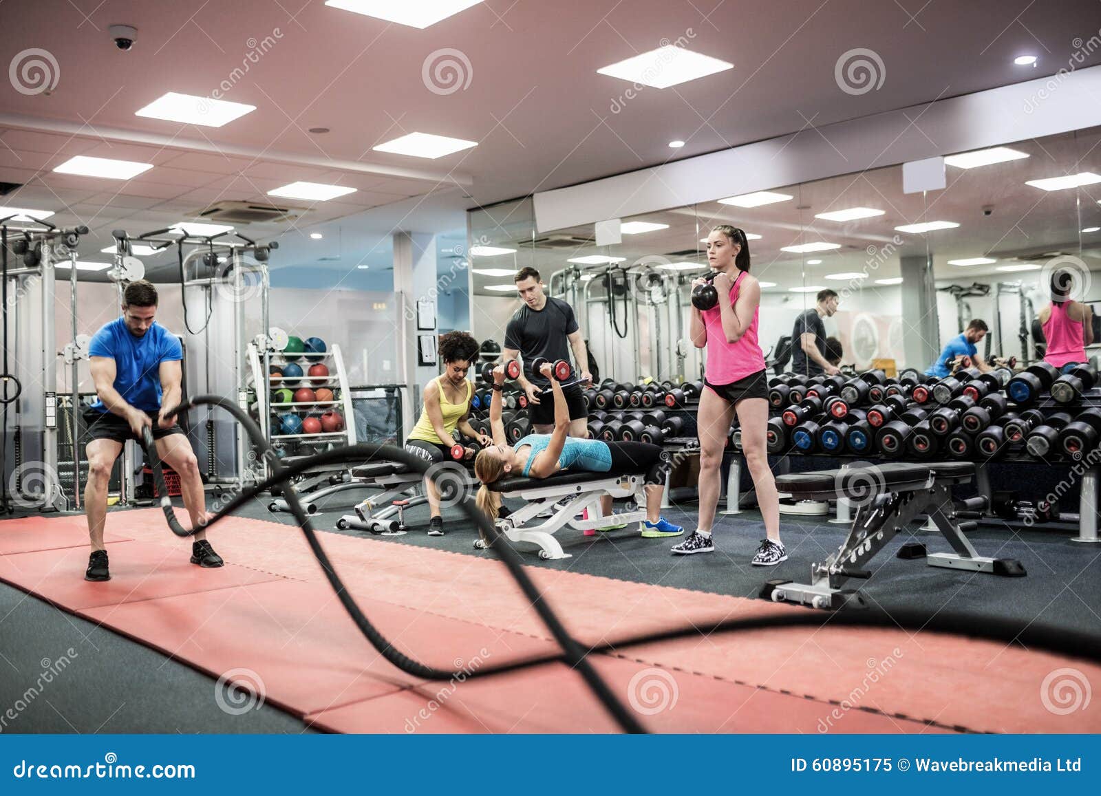 Fit People Working Out In Weights Room Stock Photo - Image: 60895175