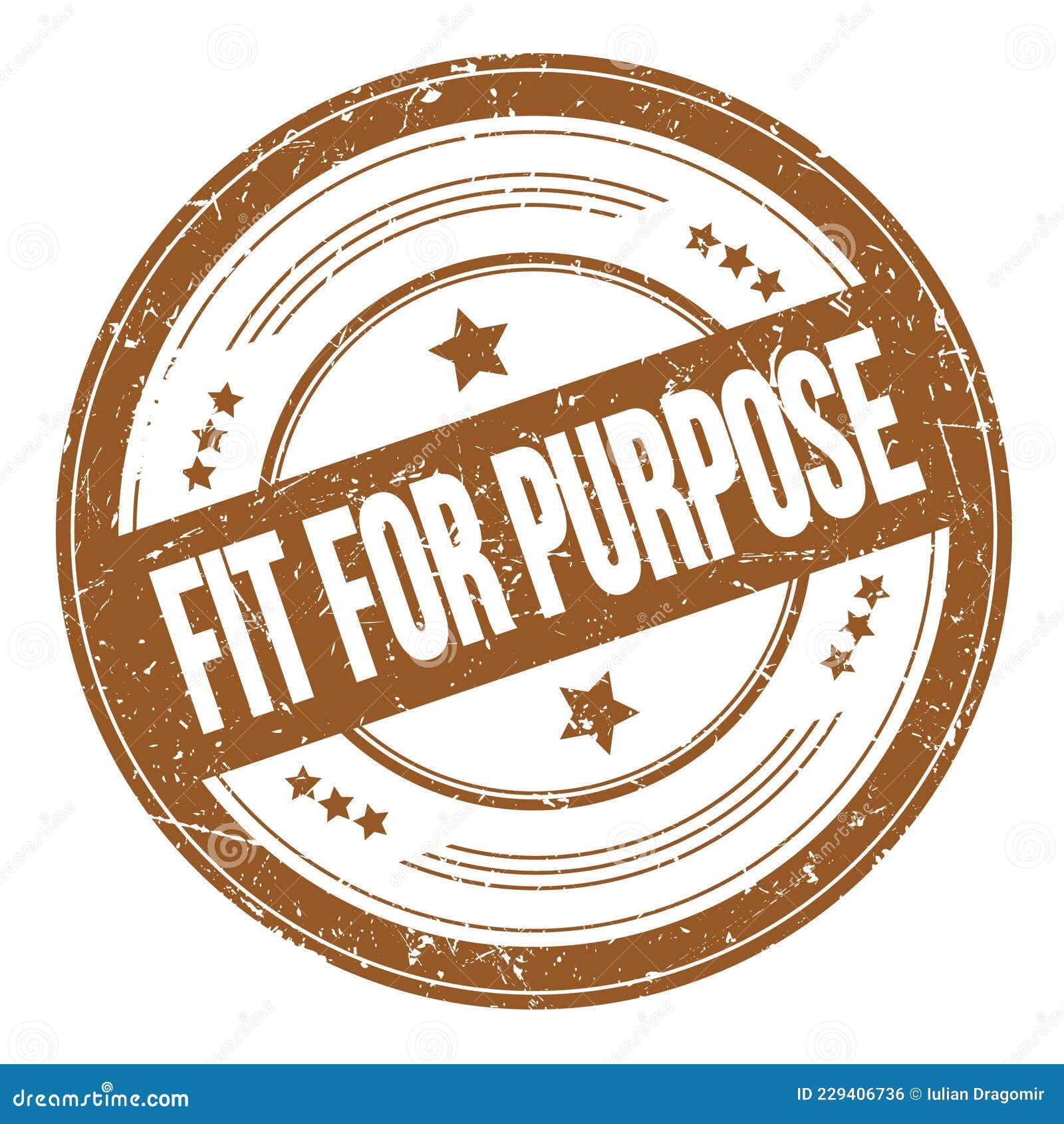 FIT for PURPOSE Text on Brown Round Grungy Stamp Stock Illustration ...