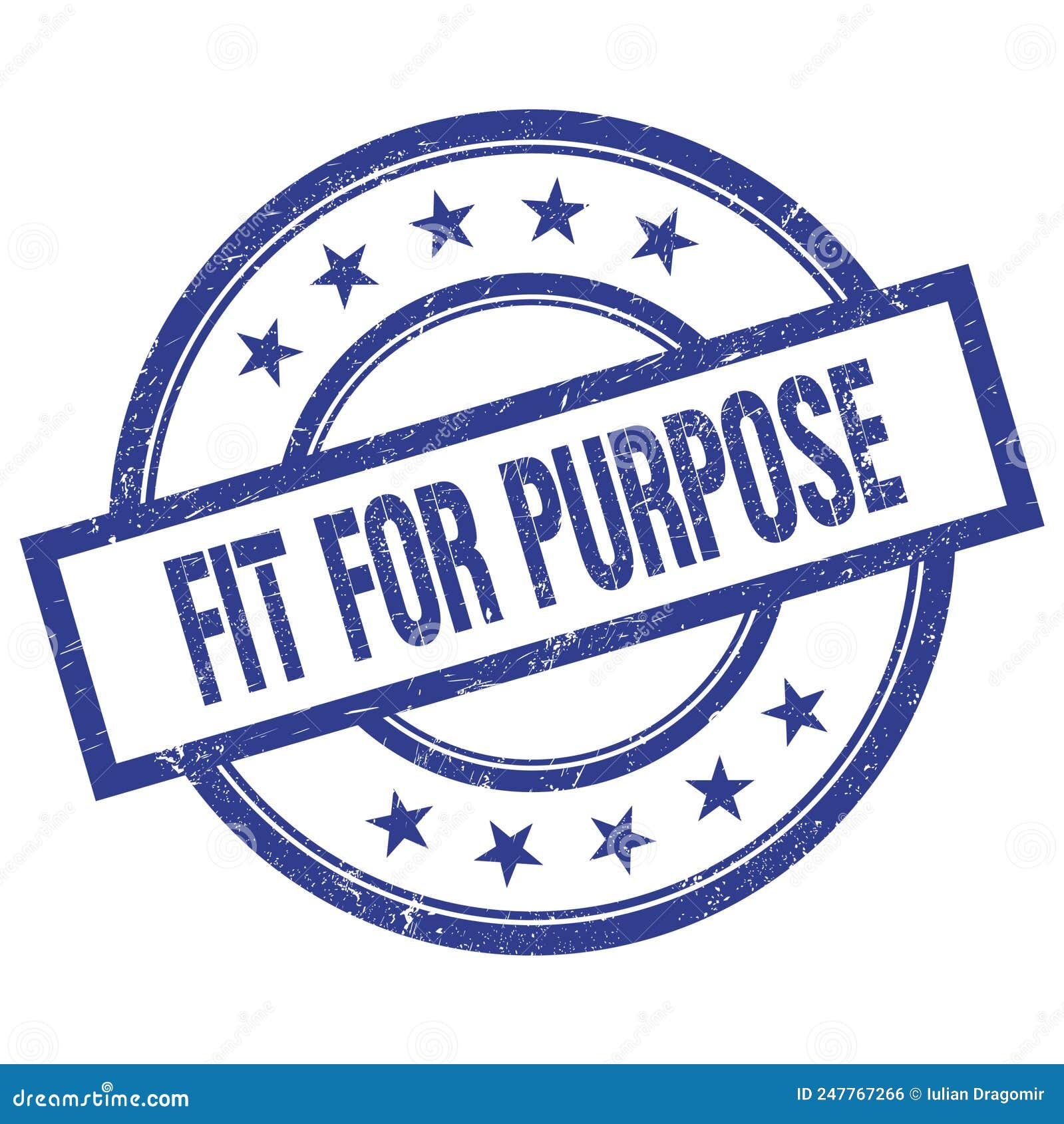FIT for PURPOSE Text Written on Blue Vintage Round Stamp Stock ...