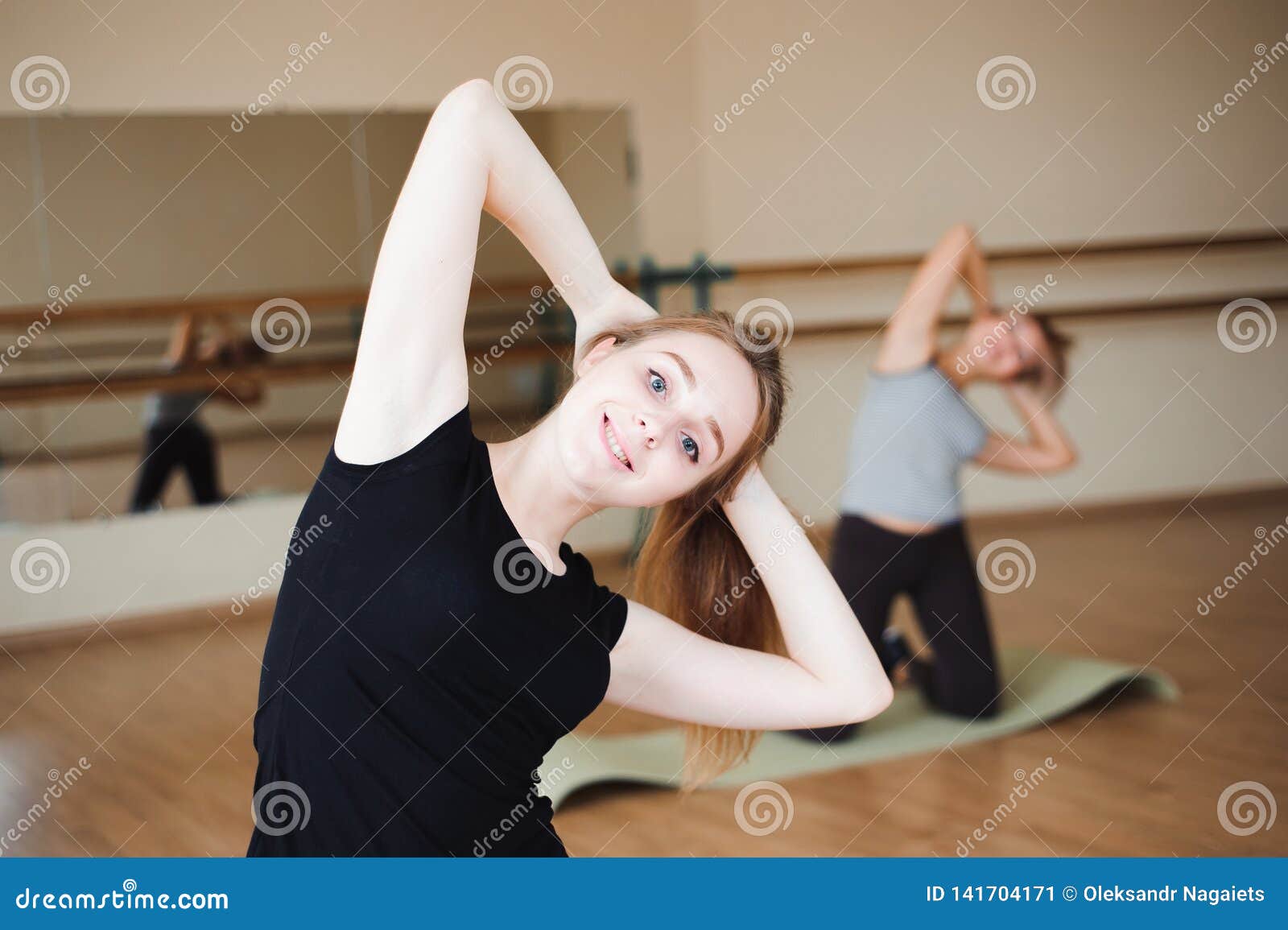 Fit Smiling Group Doing Exercise in Gym Stock Image - Image of action ...