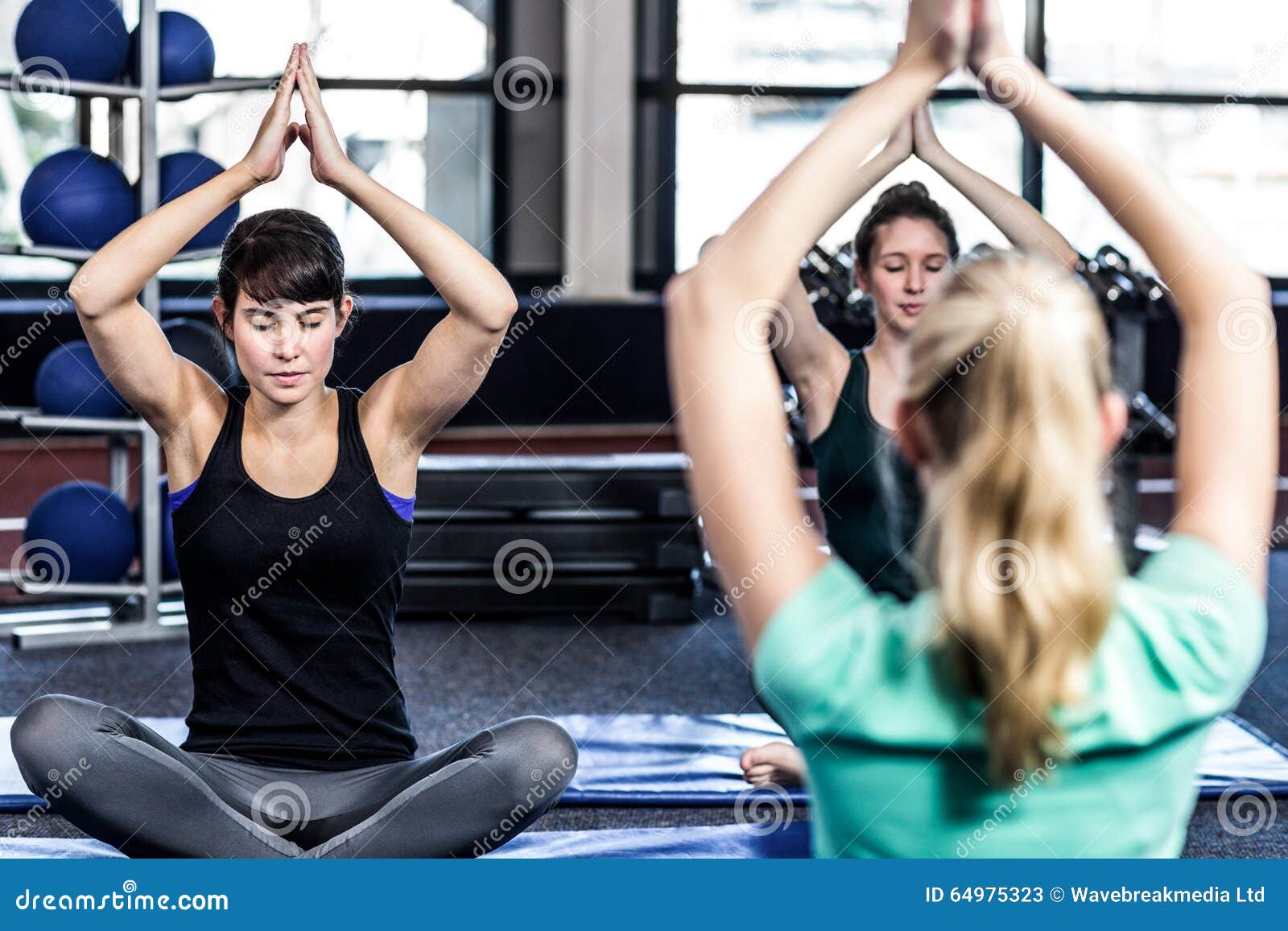 Fit Smiling Group Doing Yoga Stock Image - Image of leisure, movement ...