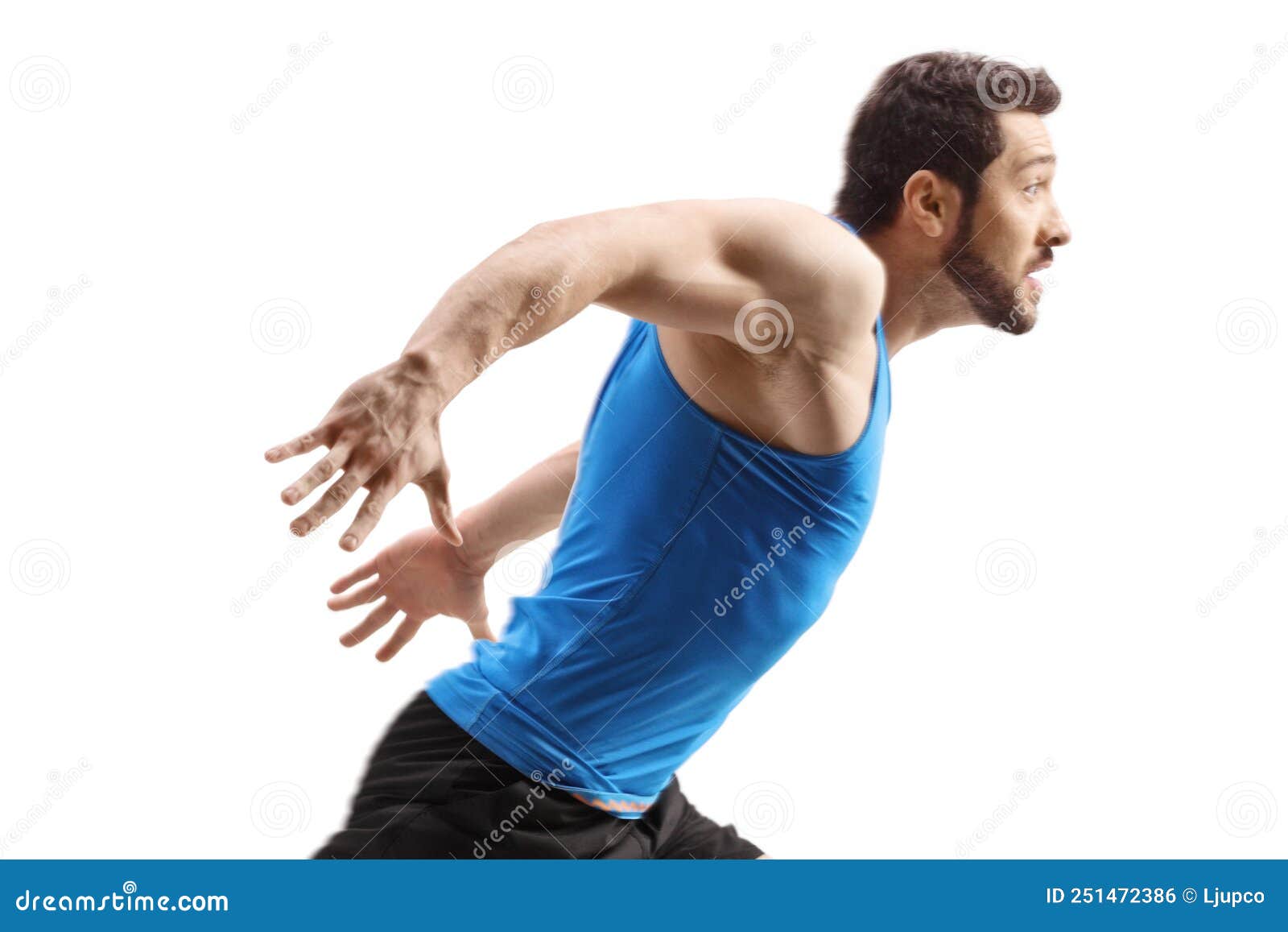 Fit Strong Muscular Man Running Fast Stock Photo - Image of background ...