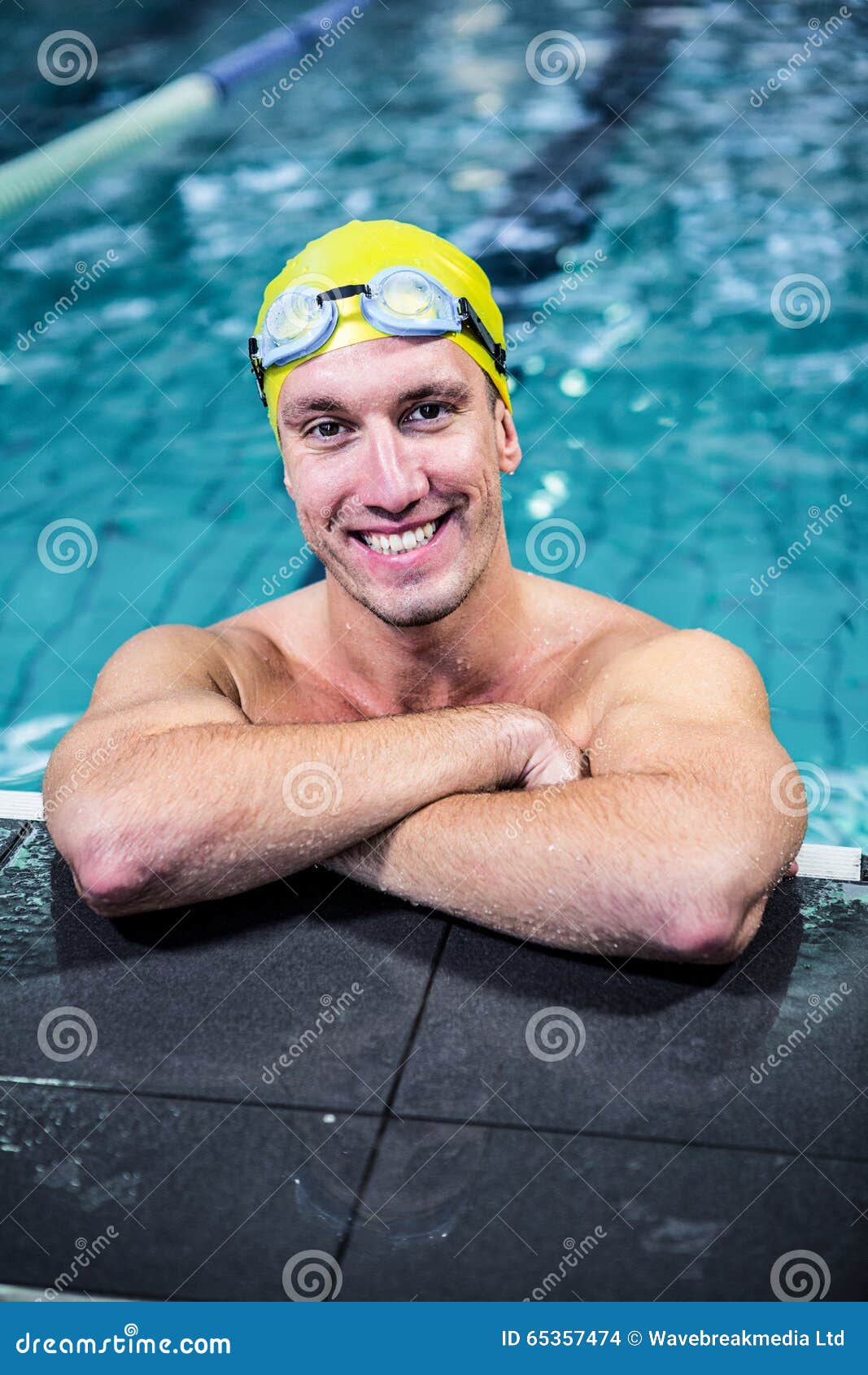 Fit Swimmer Lean on Edge of the Swimming Pool Stock Photo - Image of ...