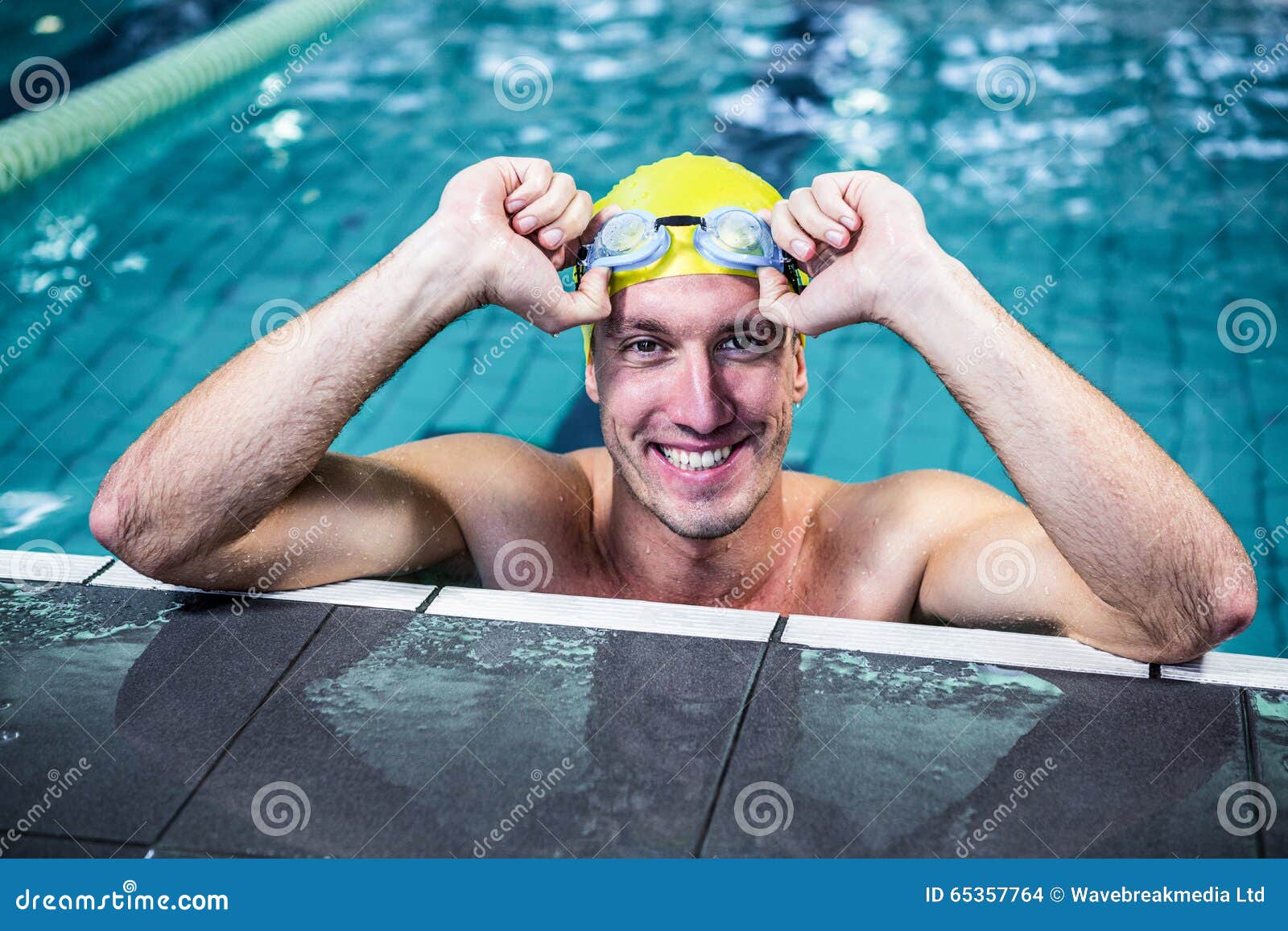 Fit Swimmer Lean on Edge of the Swimming Pool Stock Photo - Image of ...