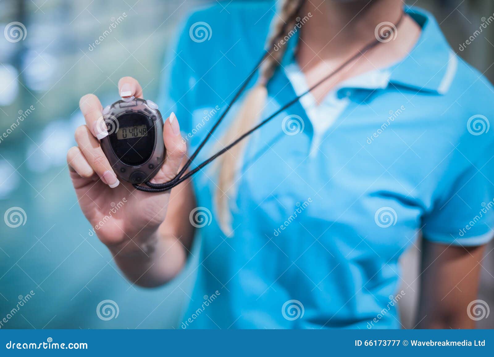 Fit Trainer Showing Stopwatch at the Camera Stock Image - Image of fair ...