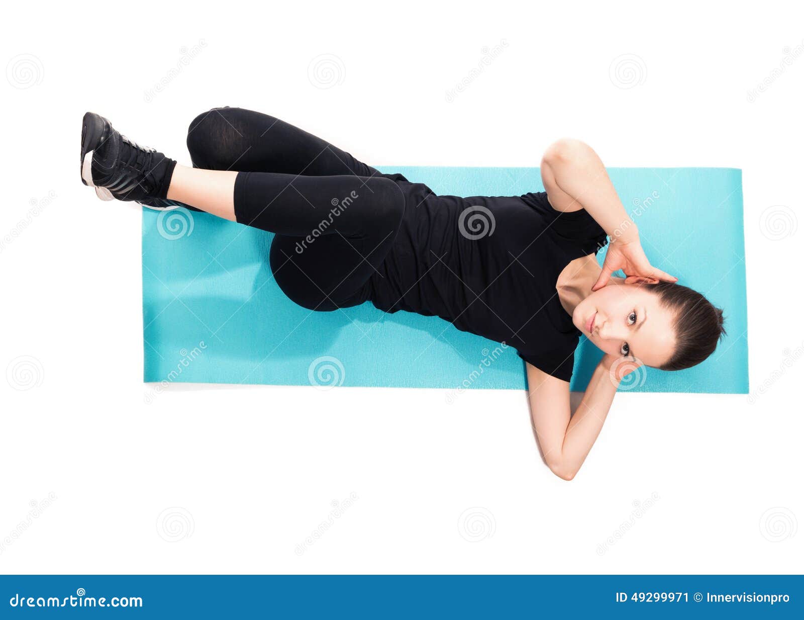 Fit Woman Doing Crunches on Exercise Mat Stock Image - Image of ...