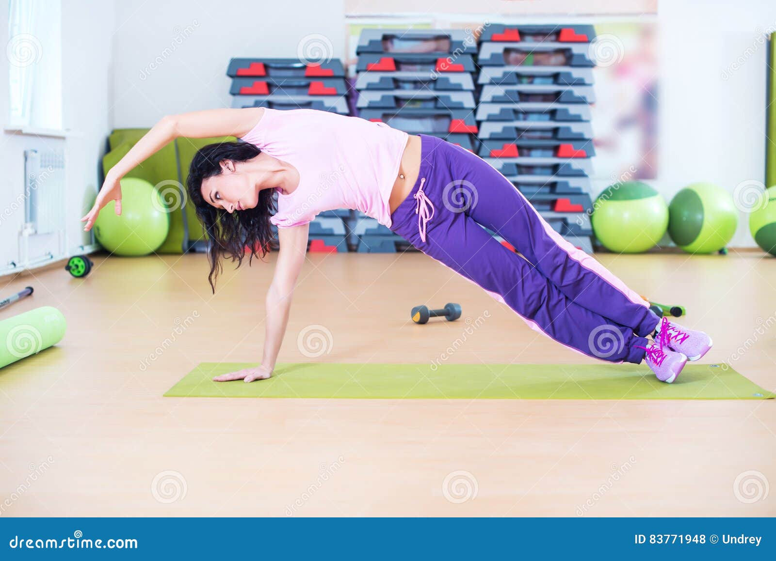 Fit Woman Doing Plank Core Exercise Training Back and Press Muscles ...