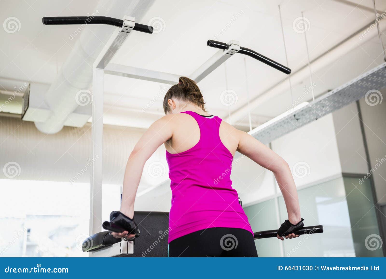 Fit woman doing pull up stock photo. Image of room, female - 66431030