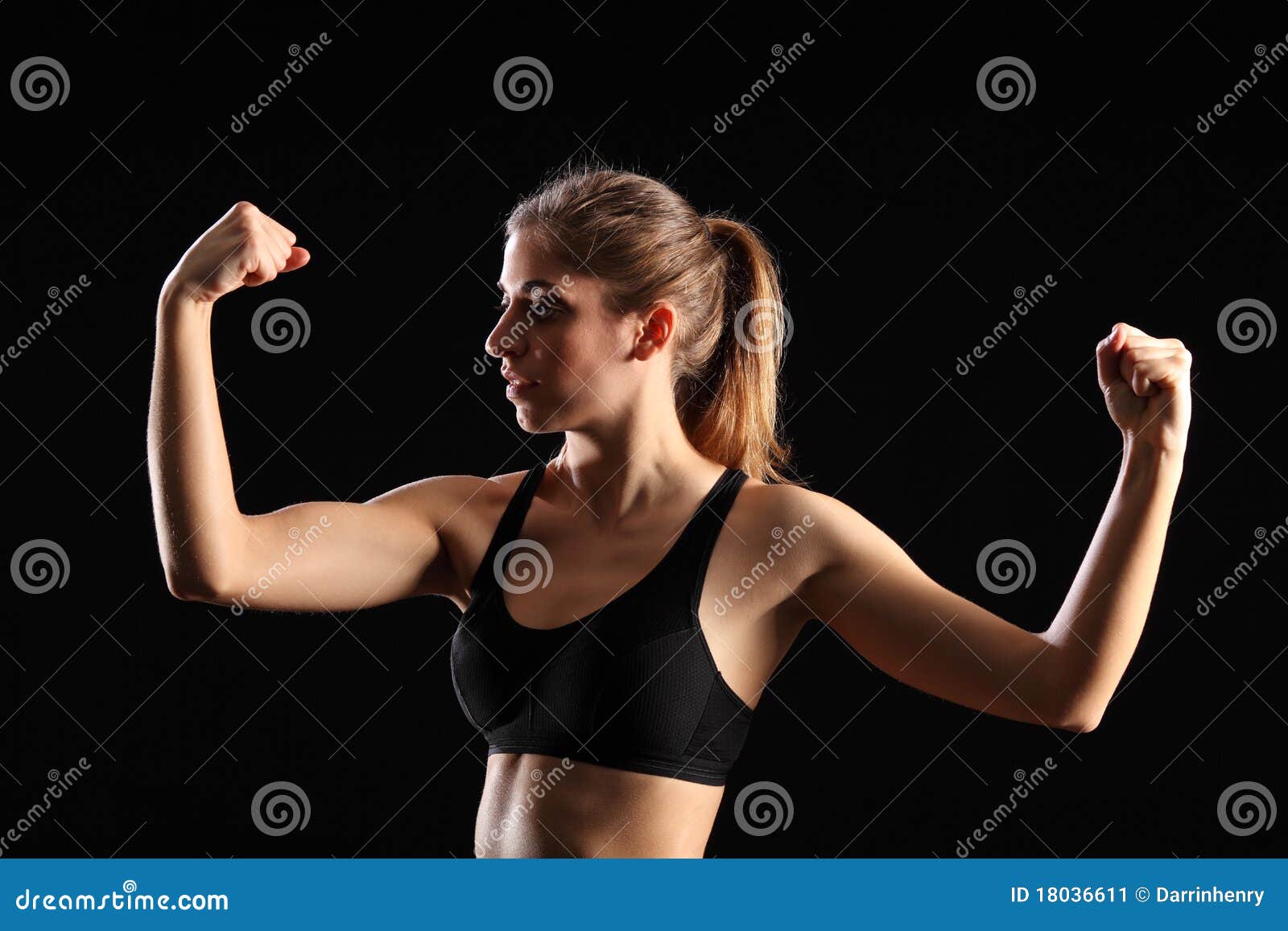 Fit Woman Flexing Muscles during Exercise Workout Stock Image - Image ...