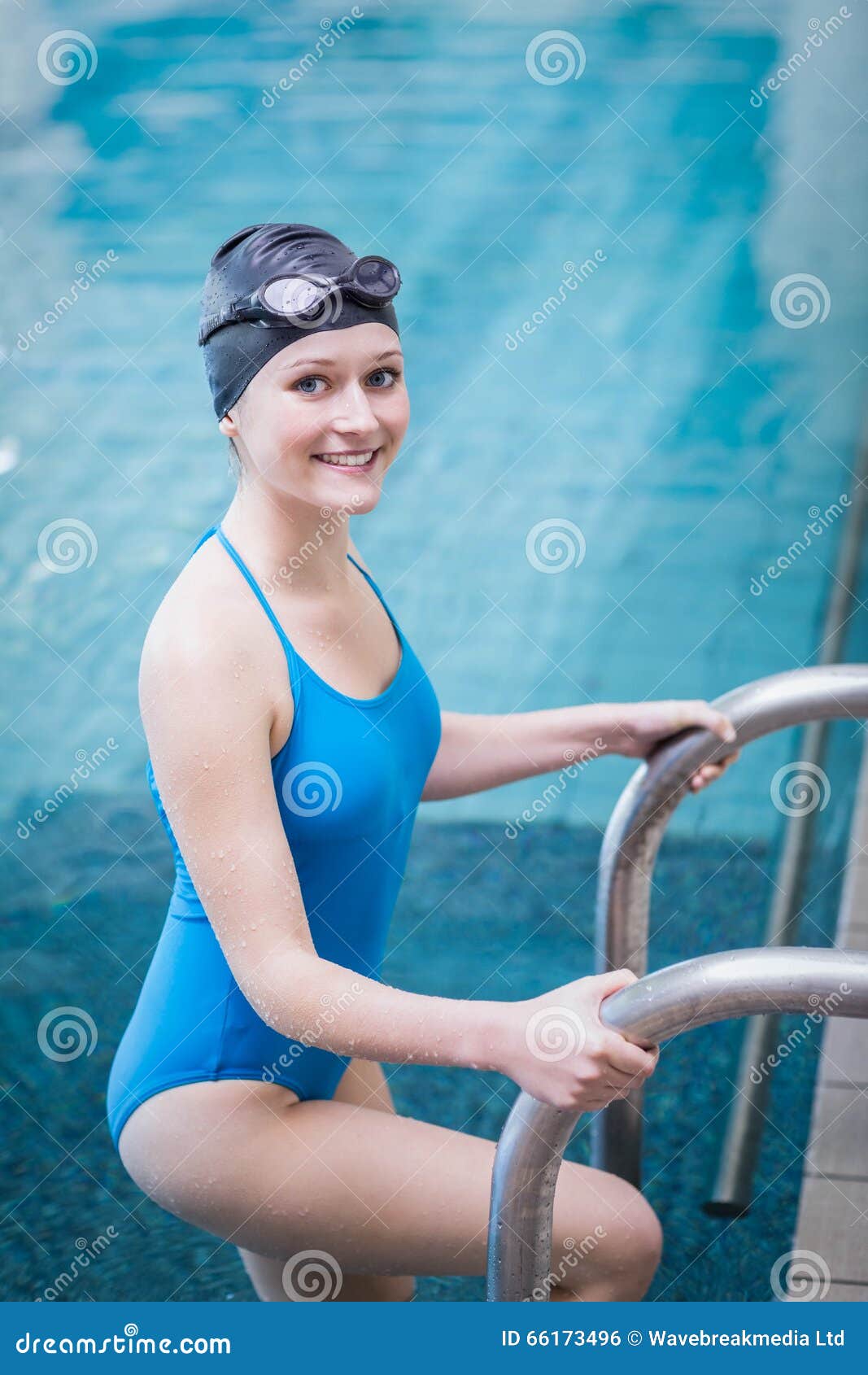 Fit Woman Getting Out of the Water Stock Photo - Image of pool ...