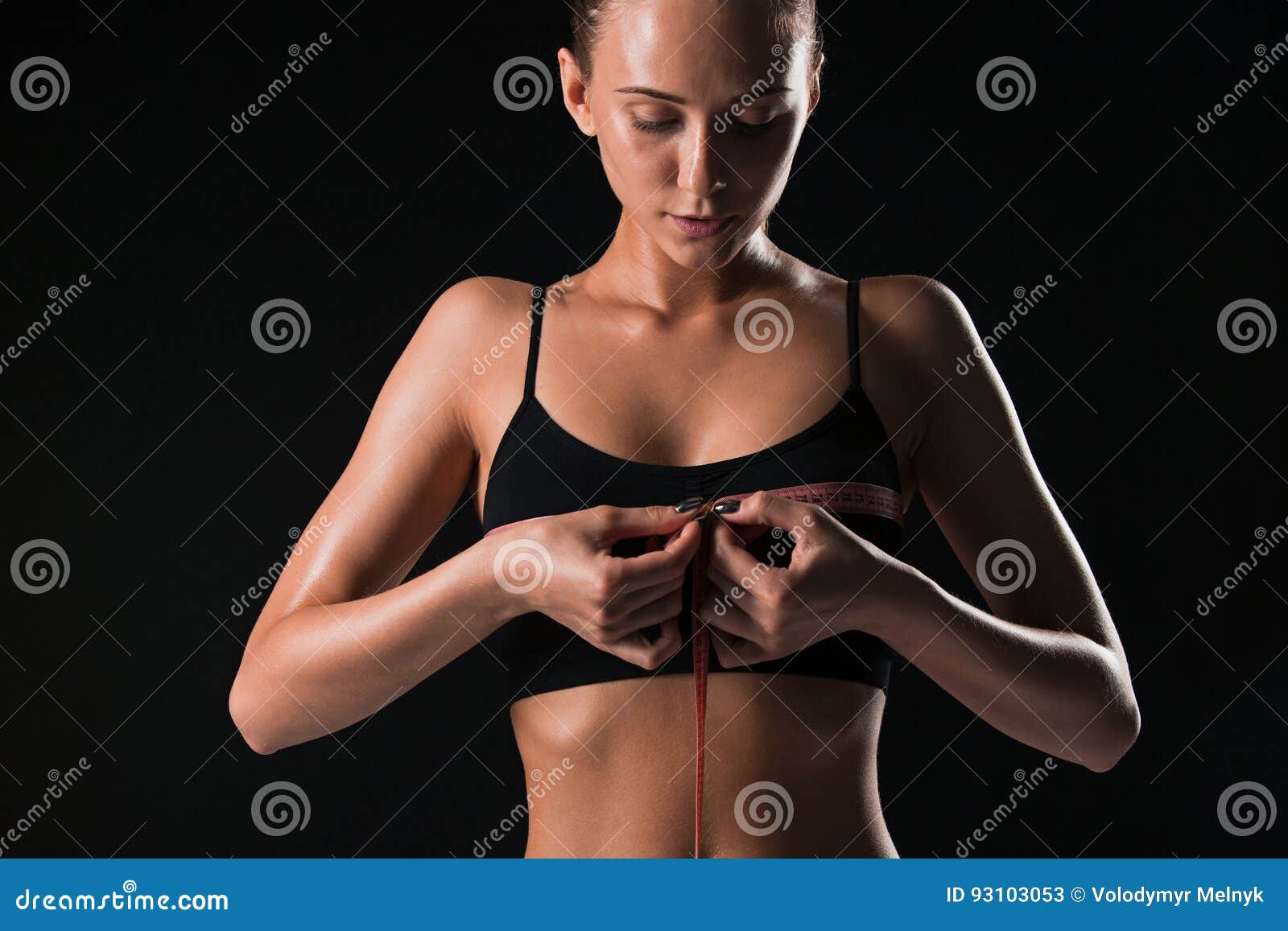 The Fit Woman Measuring Perfect Shape Of Beautiful Body Healthy