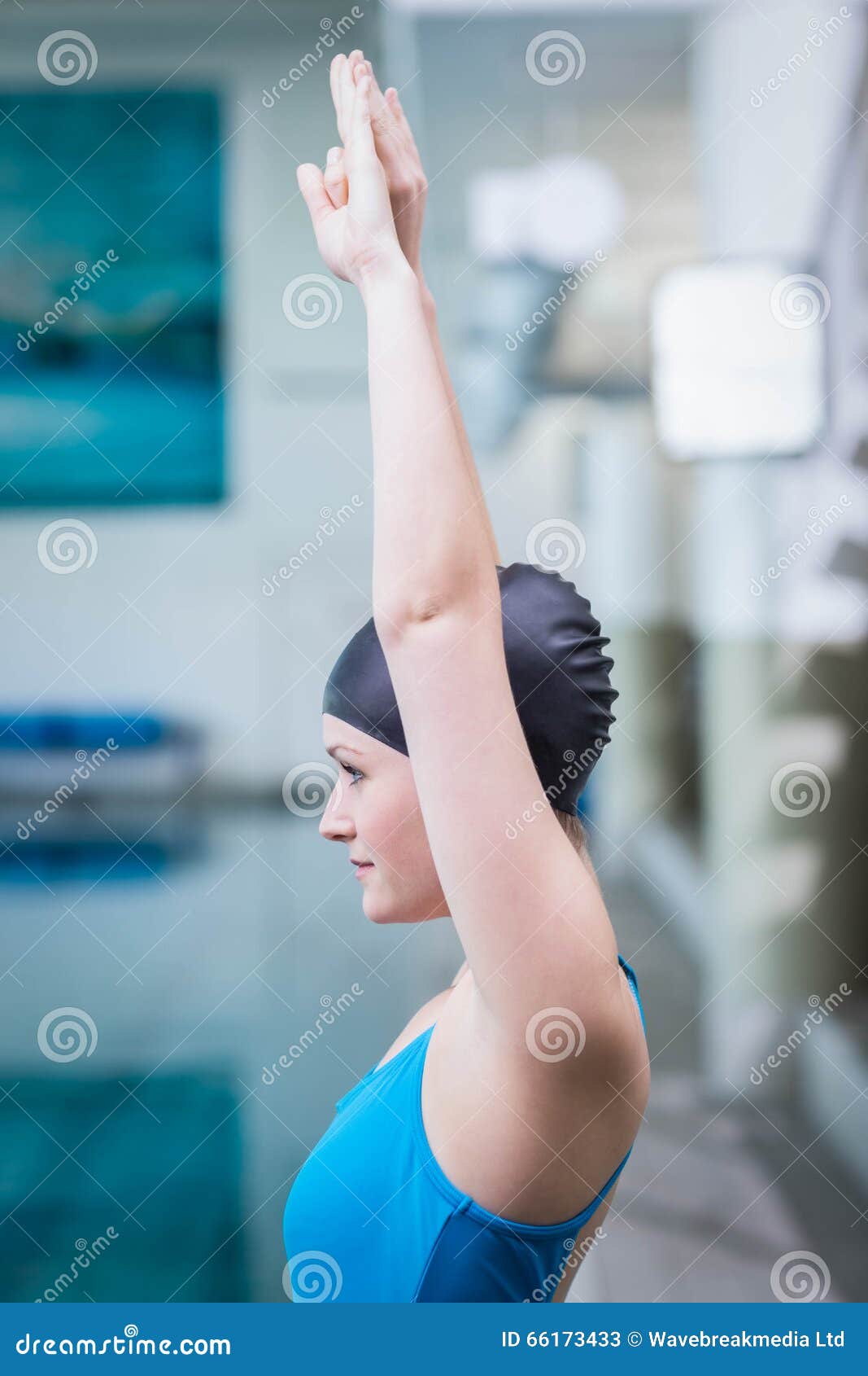 Fit woman raising arms stock image. Image of adult, raising - 66173433