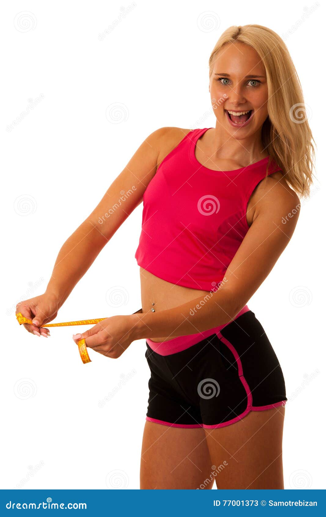 Fit Woman with Scale Measuring Her Waste Stock Image - Image of ...