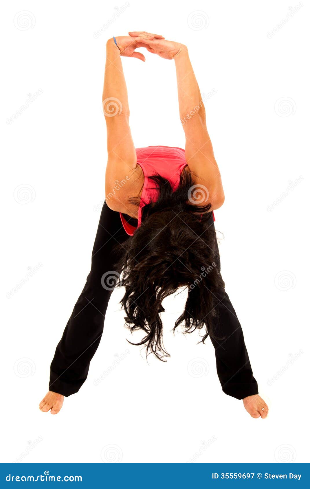 Fit Woman Stretching Arms Leaning Forward Stock Image - Image of active ...