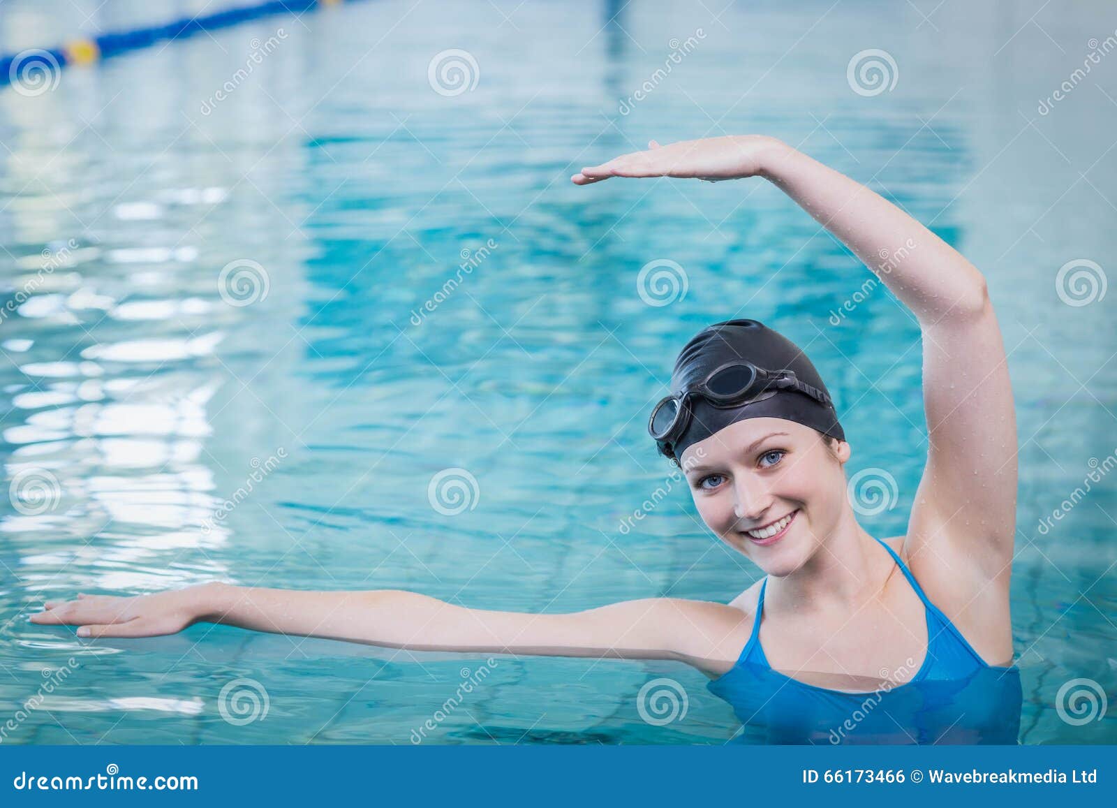 Fit Woman Stretching in the Water Stock Photo - Image of activity ...