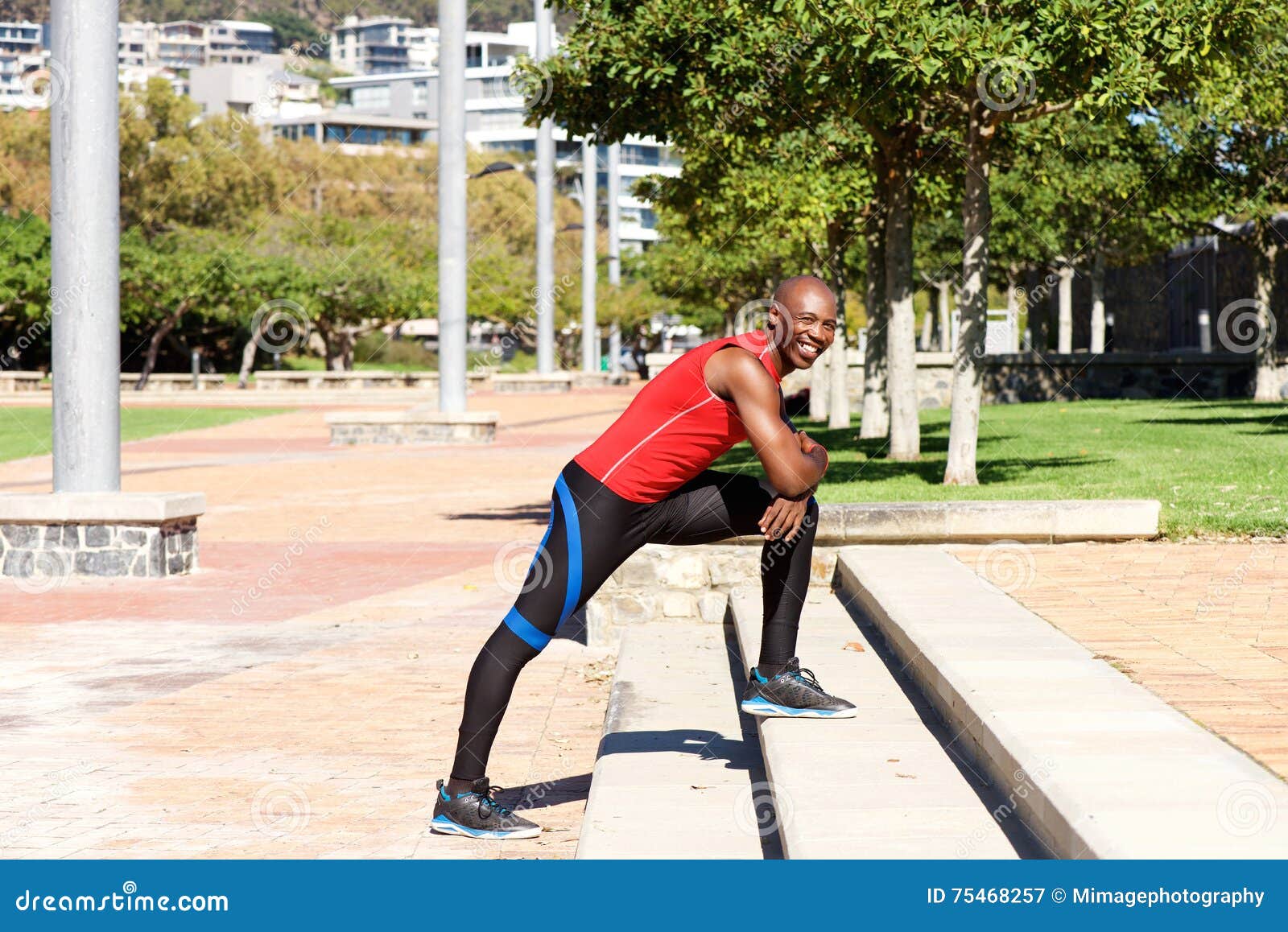 Fit Young African Man Exercising at the Park Stock Image - Image of ...