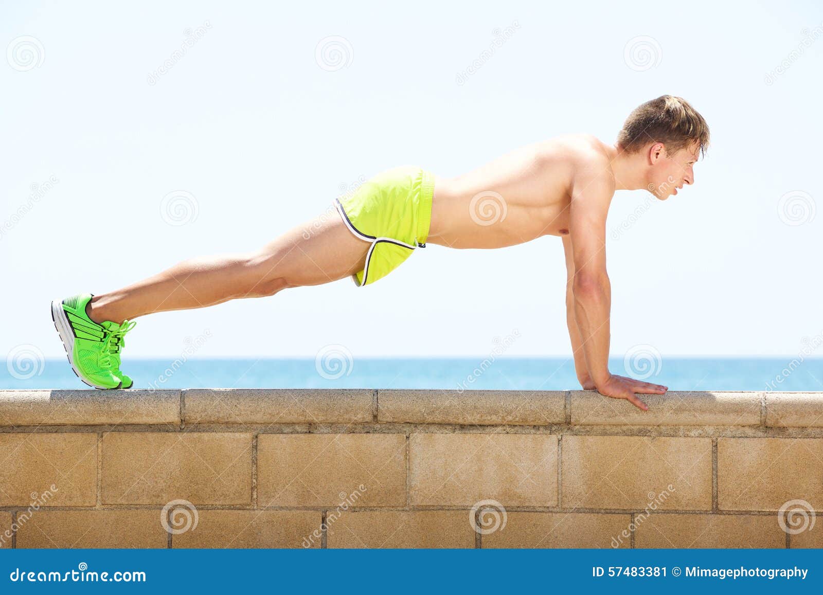 Fit Young Man Push Up Workout Routine Stock Image - Image of activity ...