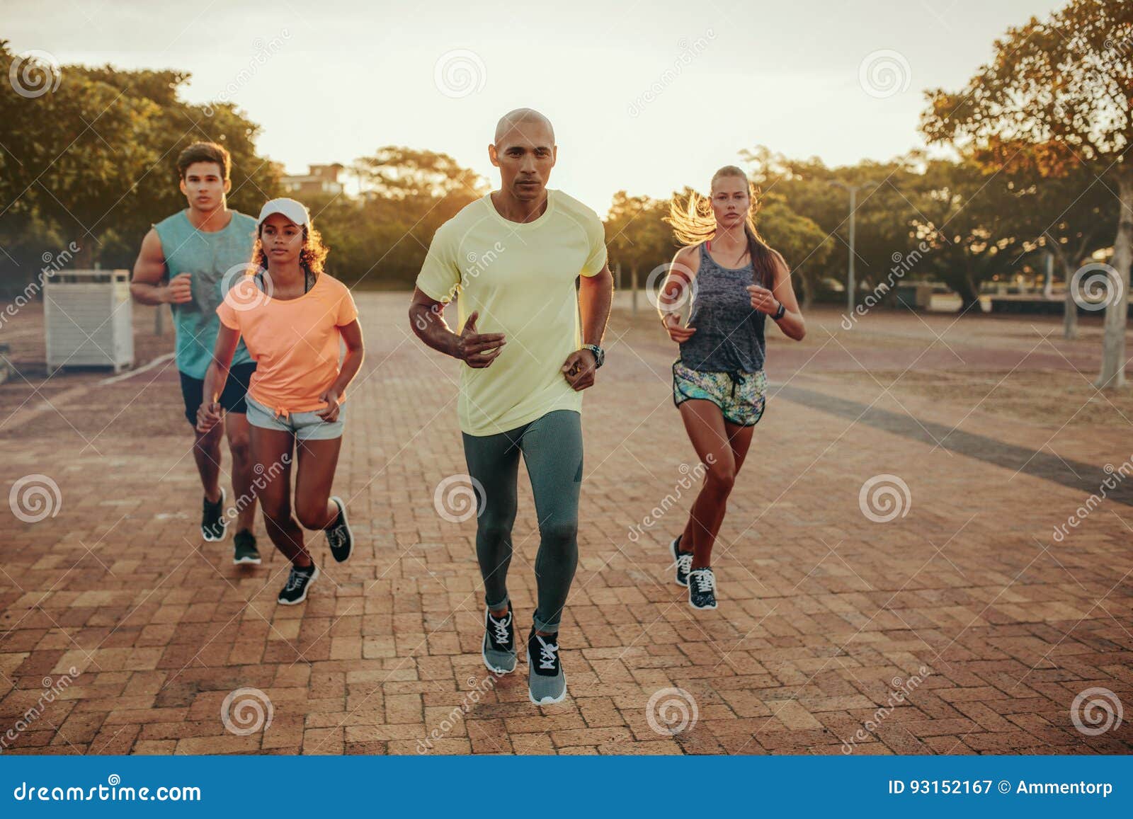 Fit Young Man Runs with Friends Stock Image - Image of lifestyle, race ...