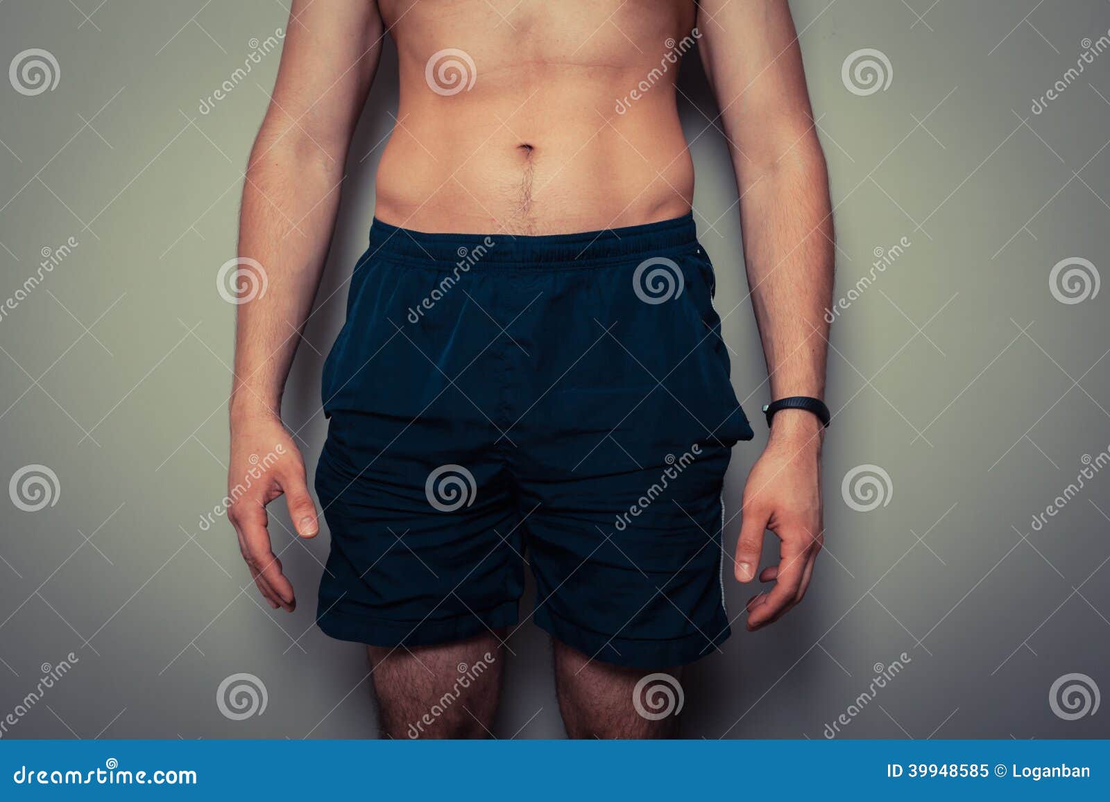 Fit Young Man with Toned Stomach Stock Image - Image of pedometer ...
