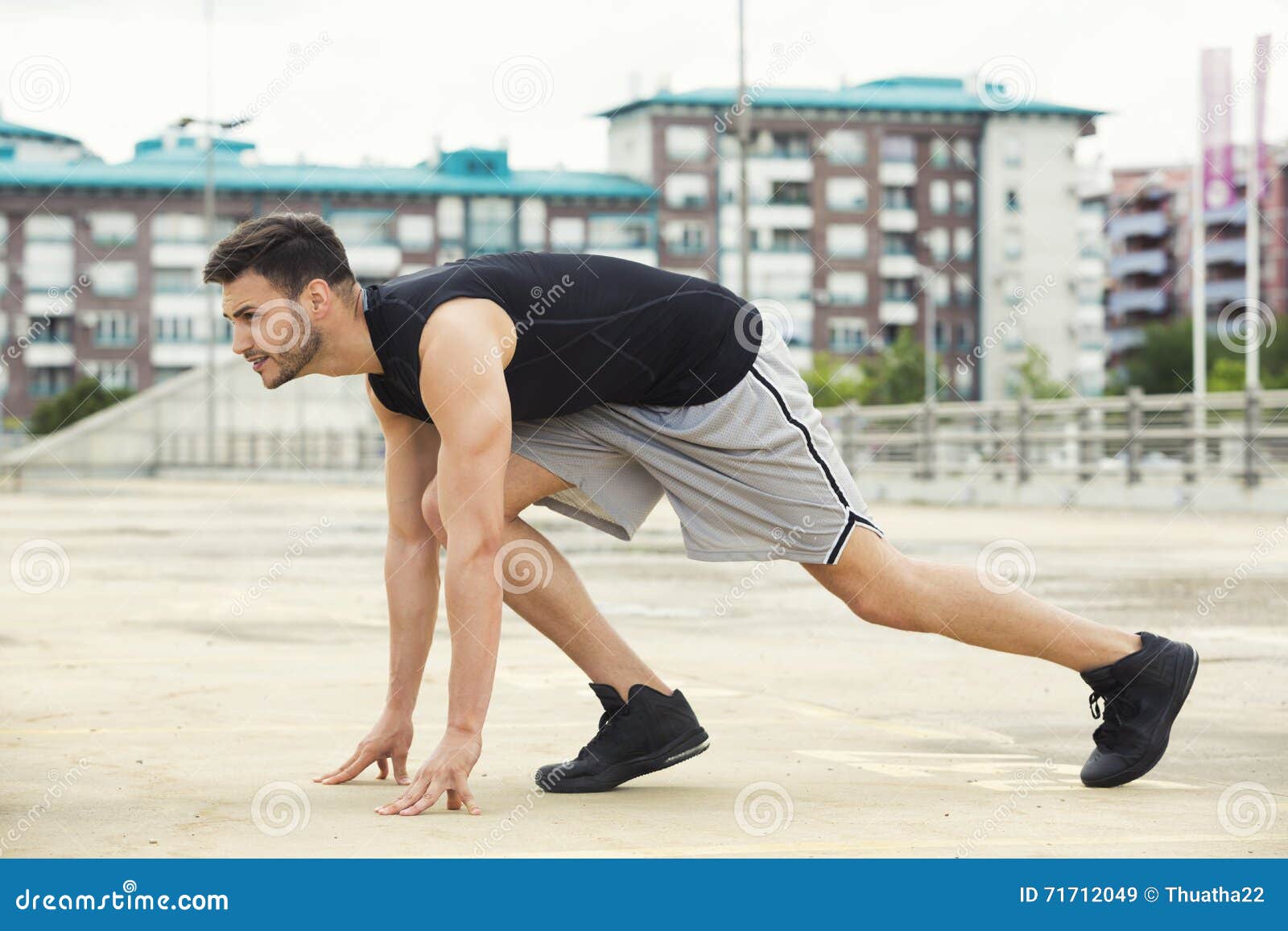 Fit Young Man Working Out Outdoors Stock Image - Image of young ...