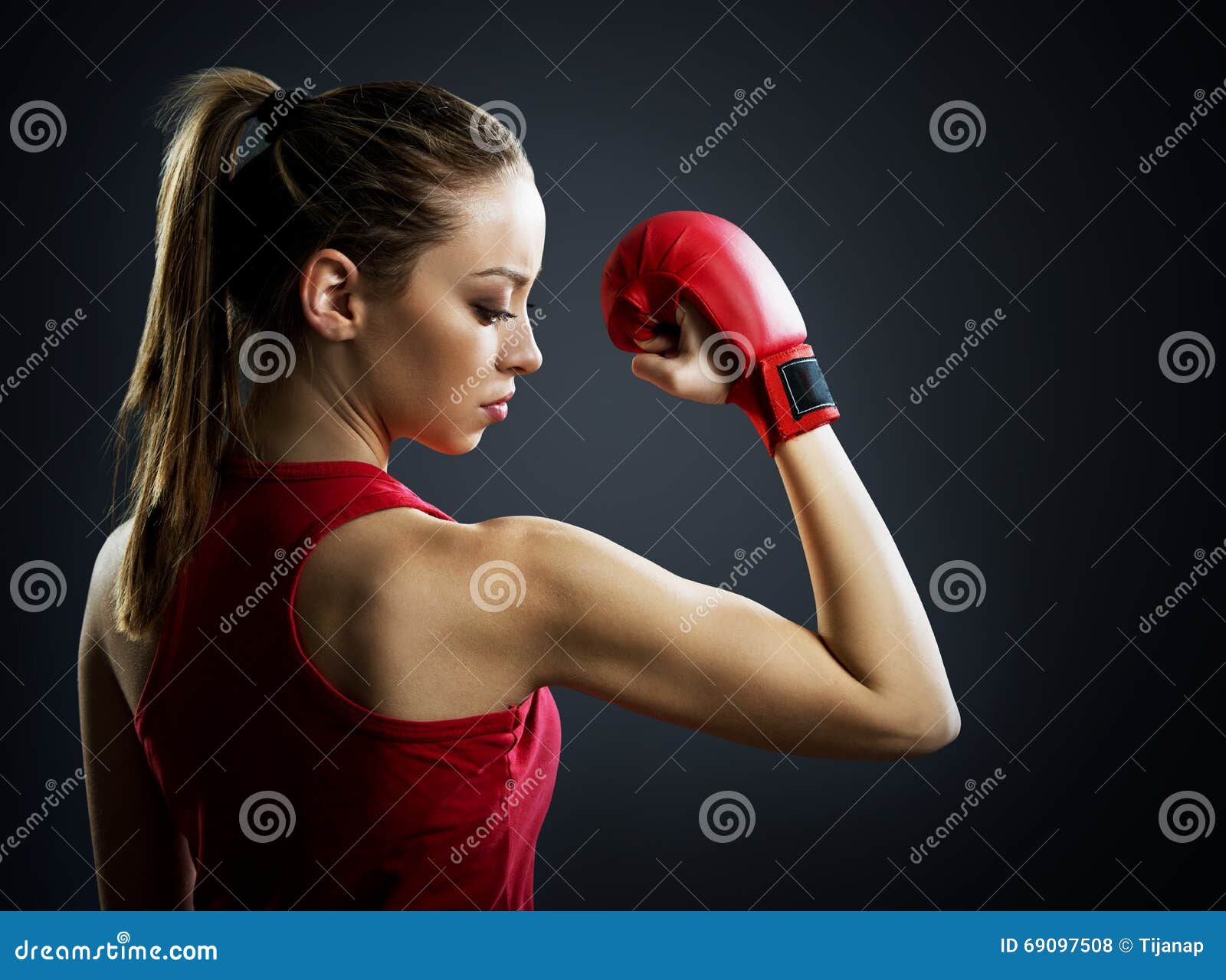 Fit, Young Woman Boxer Back Stock Photo - Image of girl, kickboxing ...