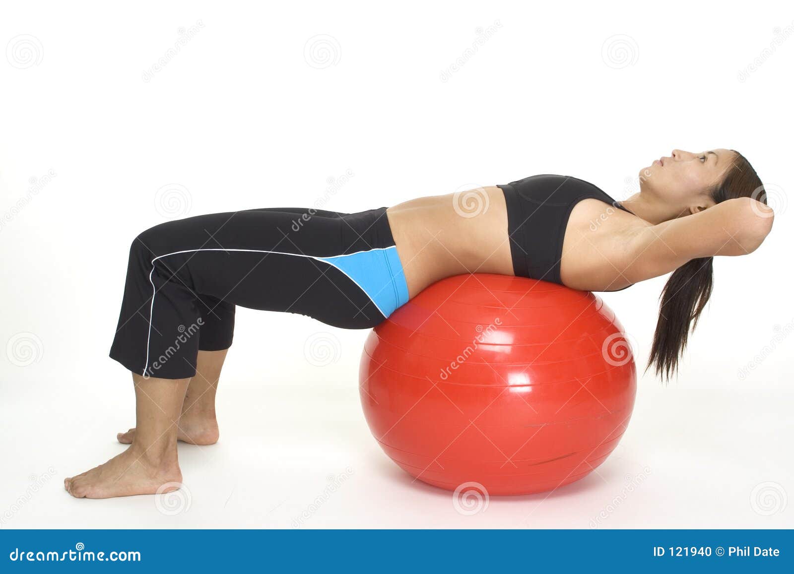 Fitball Crunch 1 stock photo. Image of asian, abdominals - 121940