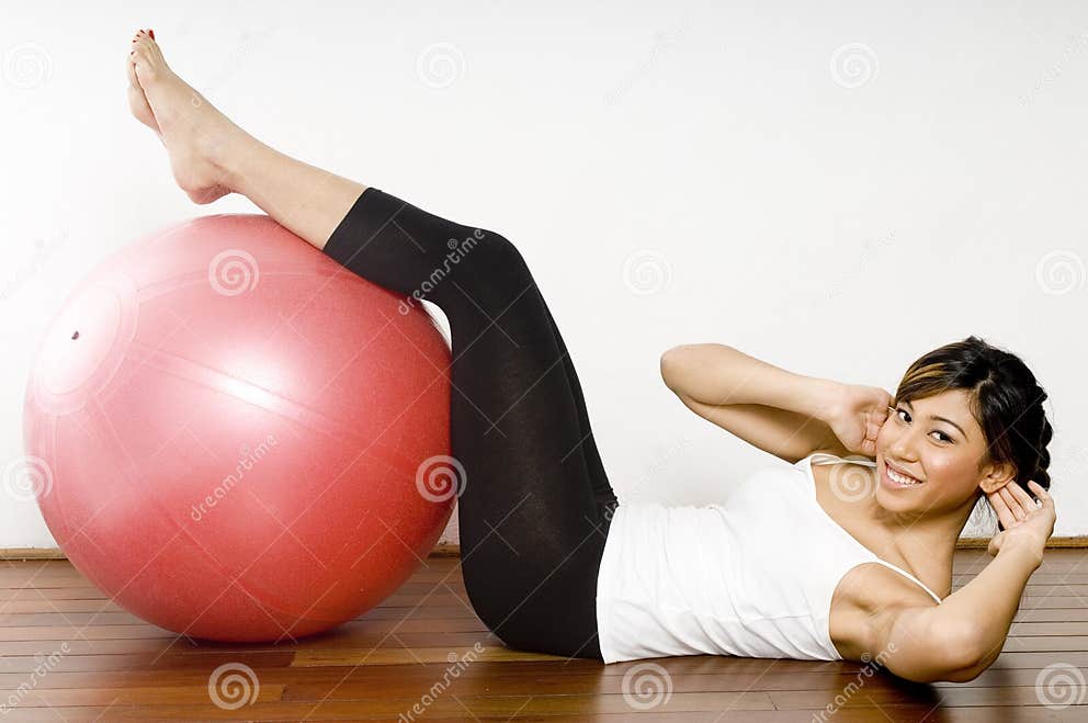 Fitball Crunch stock image. Image of female, abdominal - 2355283