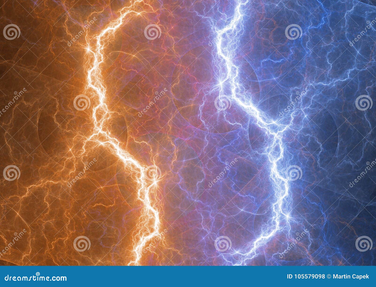 Fite and Ice Lightning Bolt Stock Illustration - Illustration of fire ...