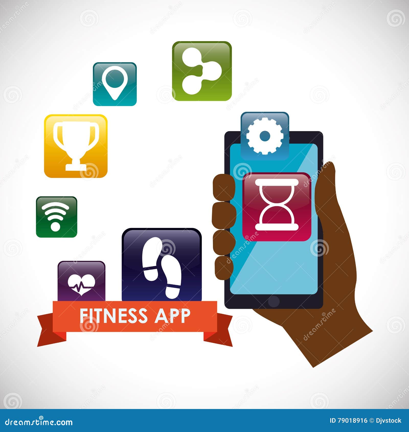Fitness App Technology Icons Stock Illustration - Illustration of ...