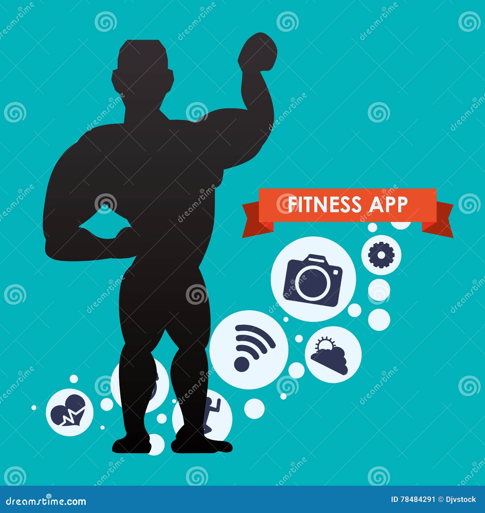 Fitness App Technology Icons Stock Vector - Illustration of fitness ...