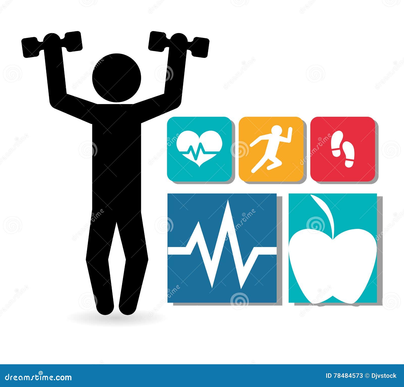 Fitness App Technology Icons Stock Vector - Illustration of health ...