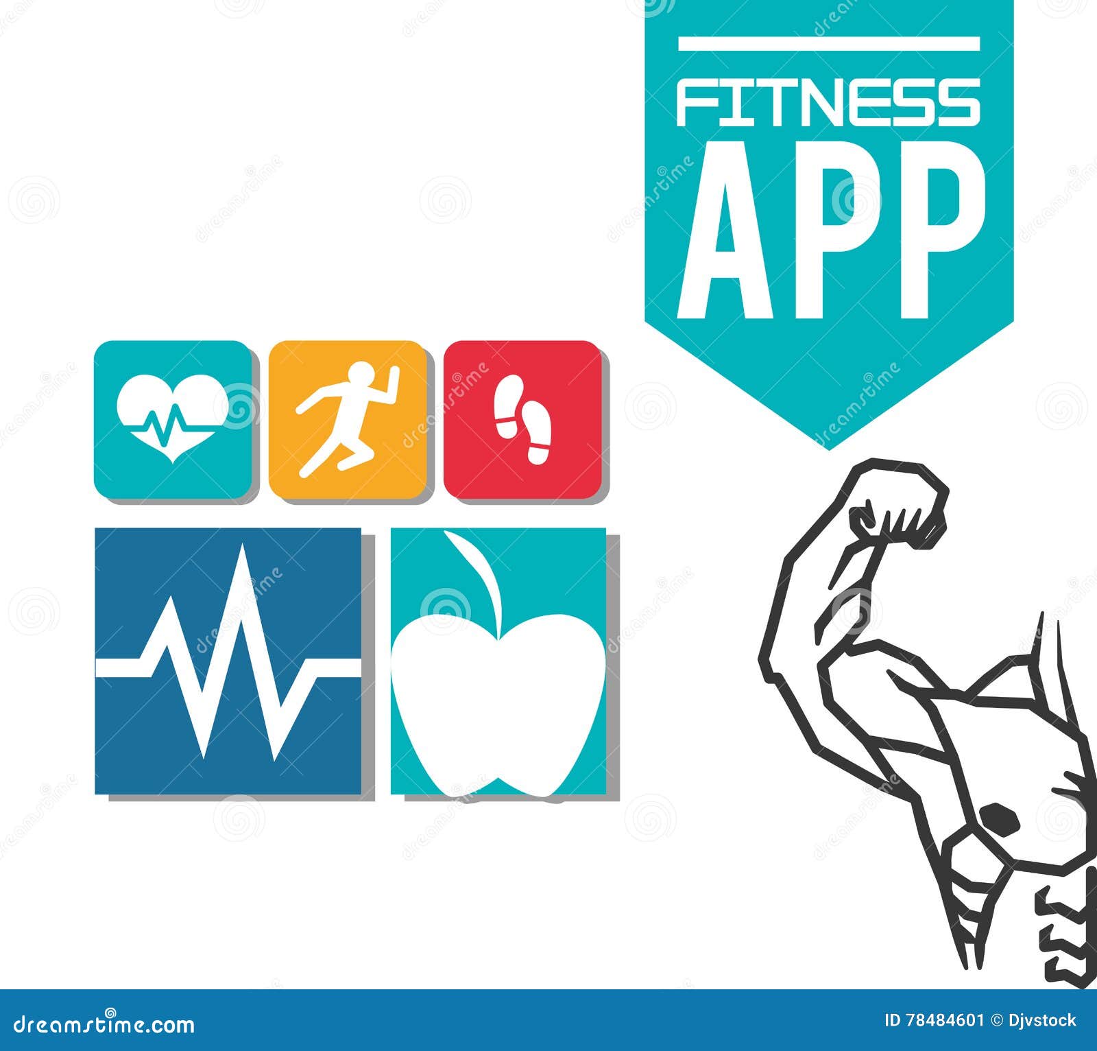 Fitness App Technology Icons Stock Vector - Illustration of activity ...