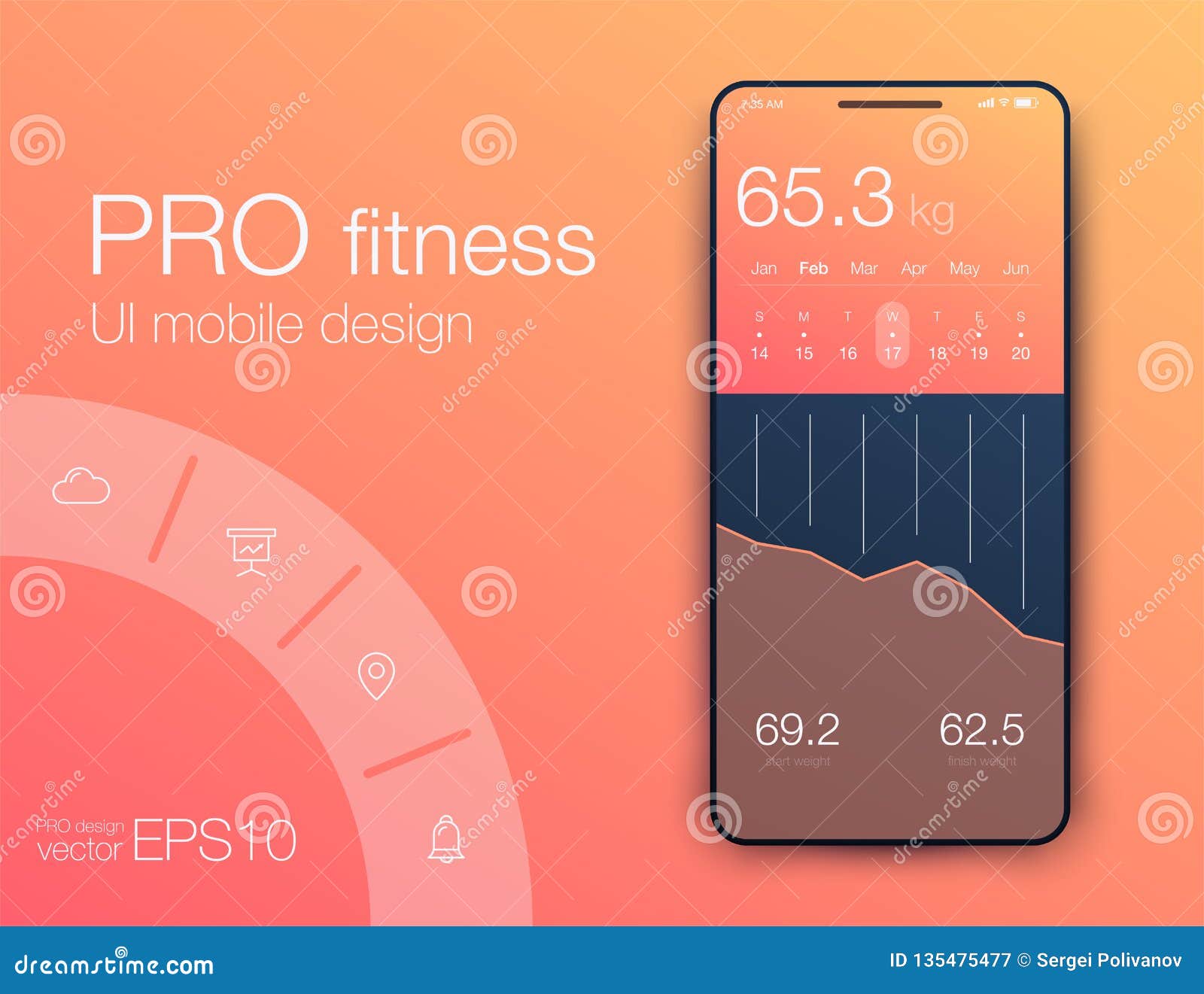Fitness app. Ui ux design stock vector. Illustration of activity ...