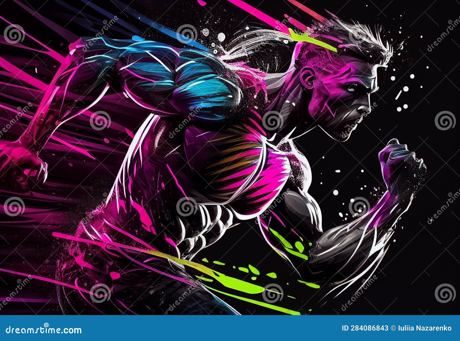Fitness Athlete in Bright Neon Colors. AI Generated Stock Illustration ...