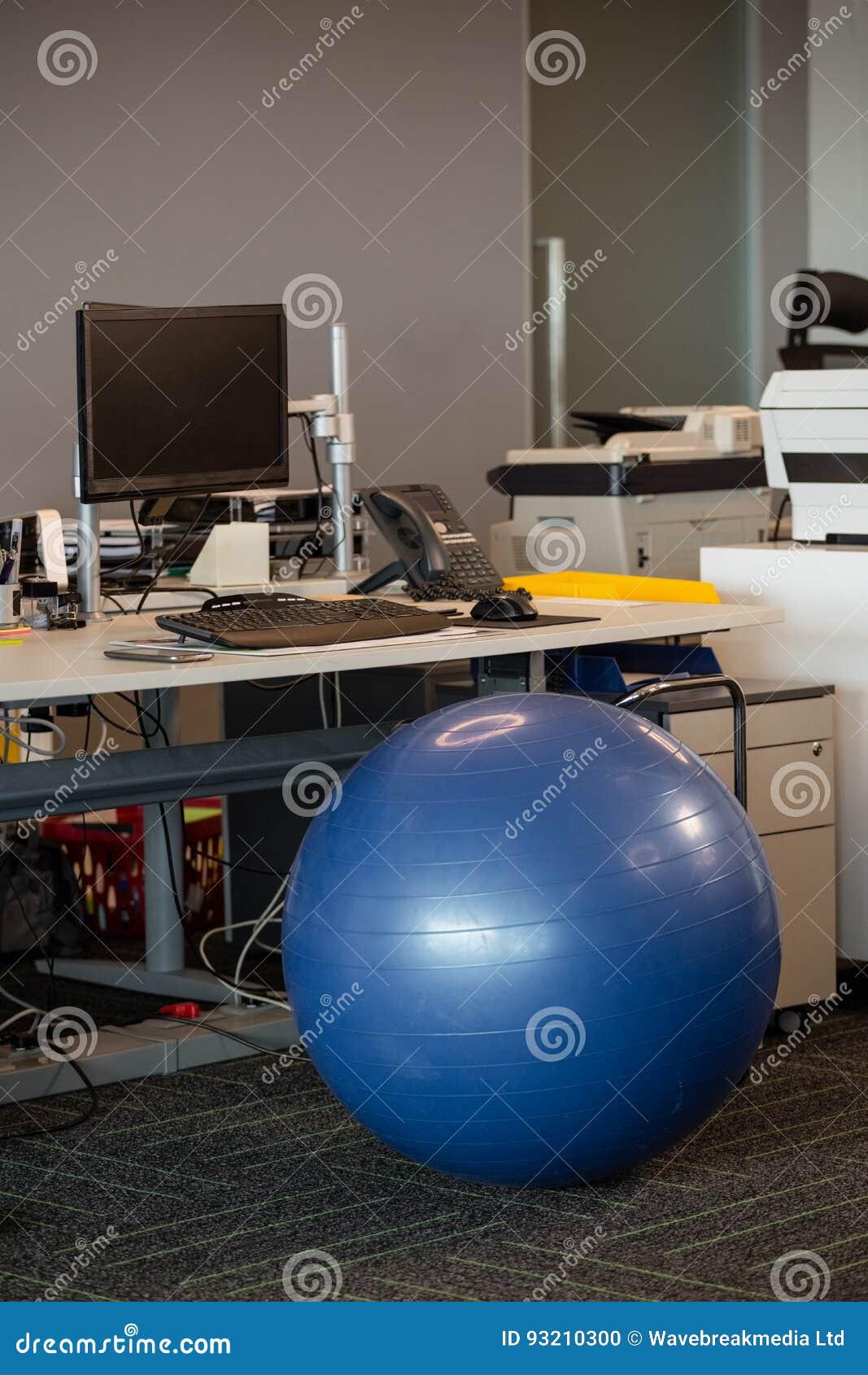 Fitness ball at desk stock photo. Image of desktop, lifestyle - 93210300