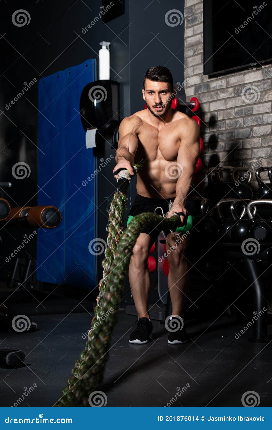 Fitness Battling Ropes at Gym Workout Fitness Exercise Stock Photo ...